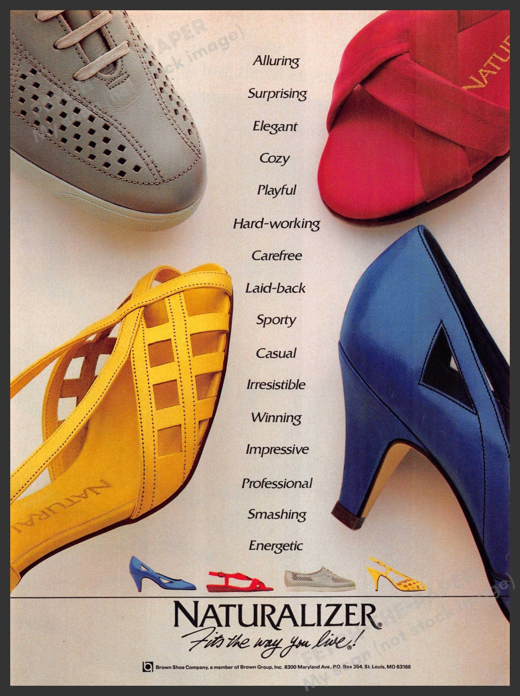 Naturalizer 1986 Colorful Footwear Magazine Print Ad — Fetch-the-Paper