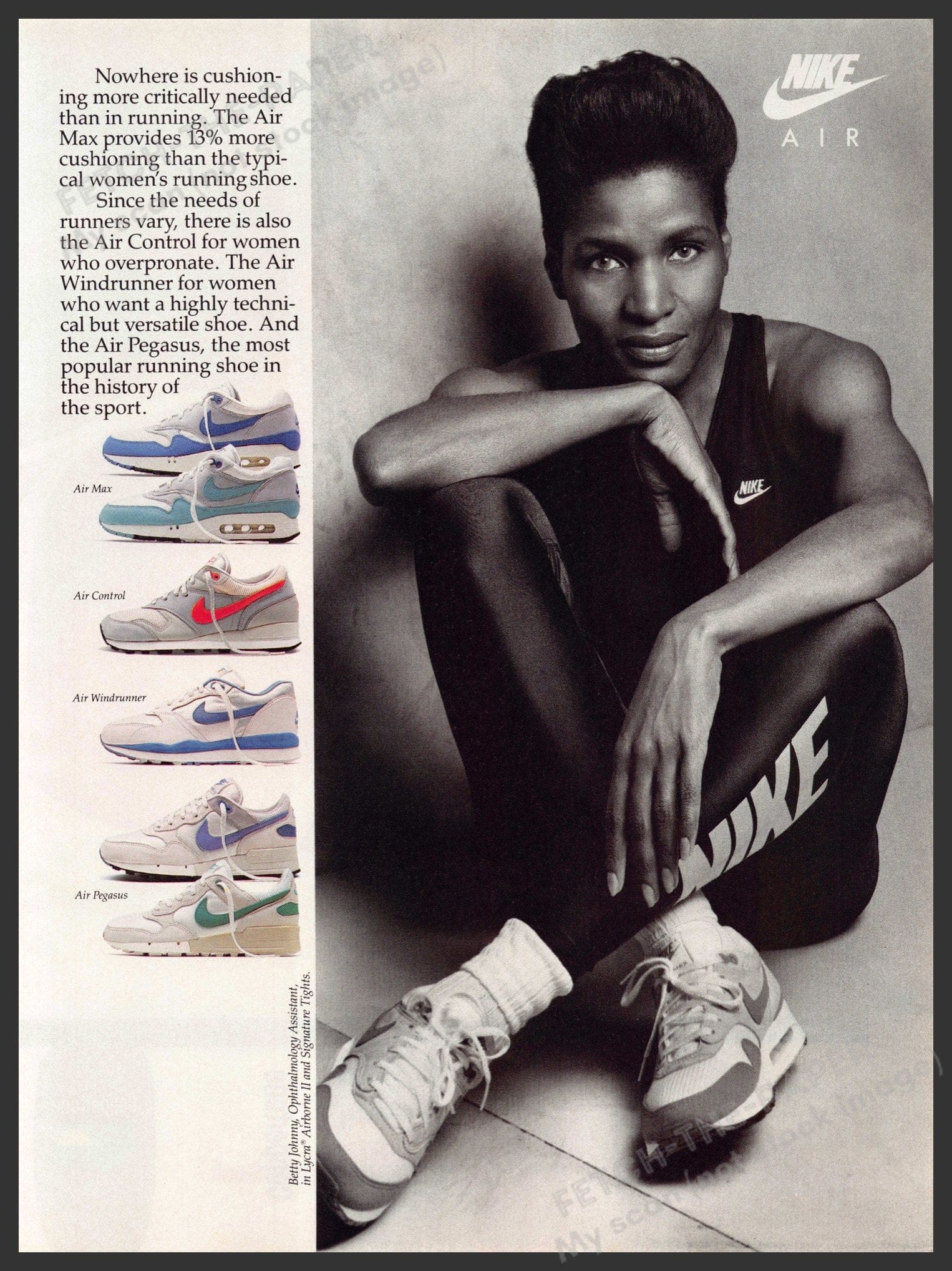 Nike 1980s Magazine Print Advertisement 1988 Betty Johnny Athlete Legs ...