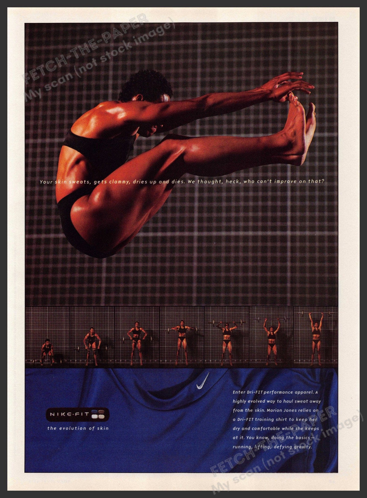Nike Fit 1990s Magazine Print Advertisement 1998 Marion Jones — Fetch-the-Paper