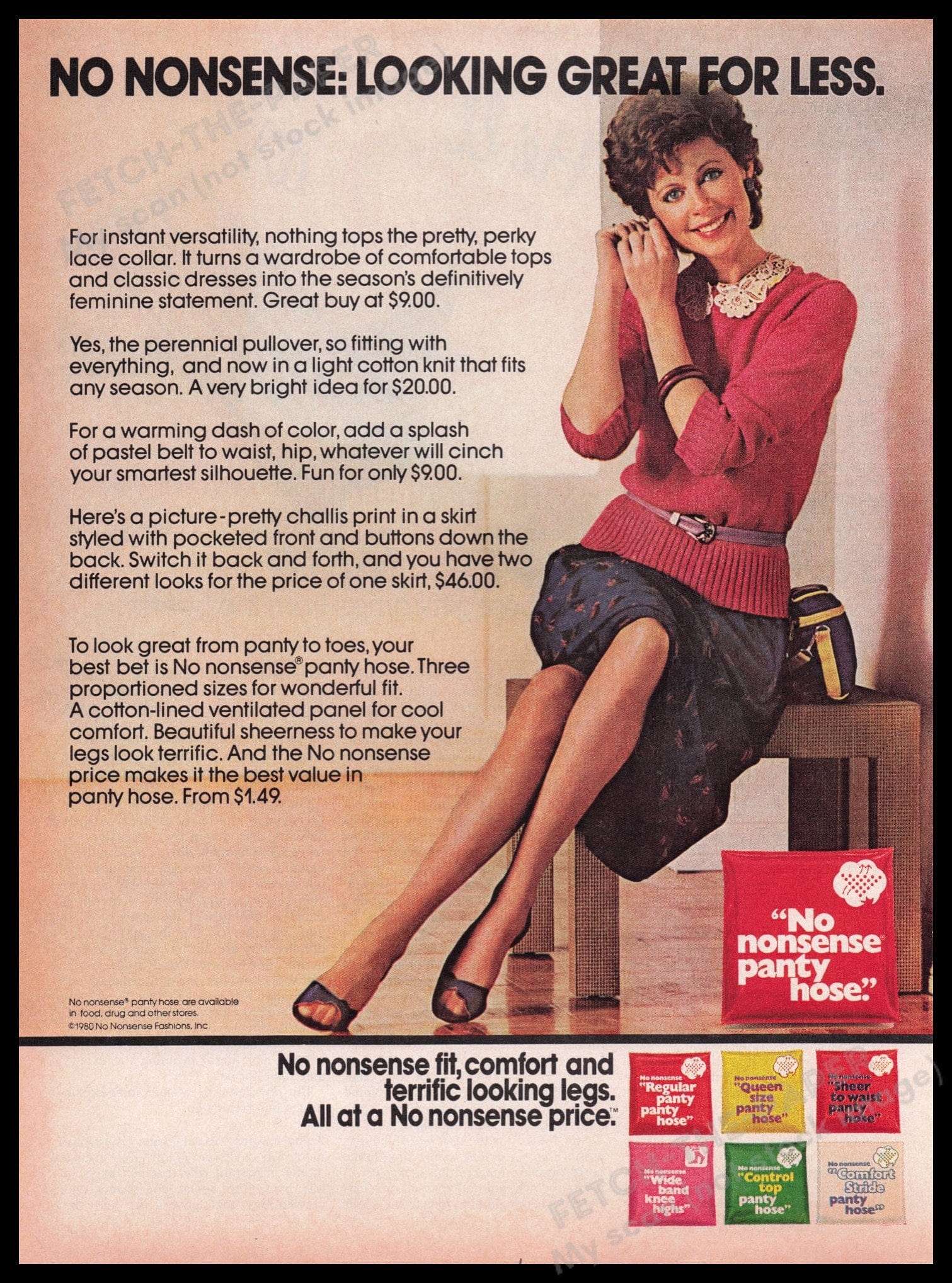 No Nonsense Pantyhose 1980s Vintage Ad - Great Legs — Fetch-the-Paper