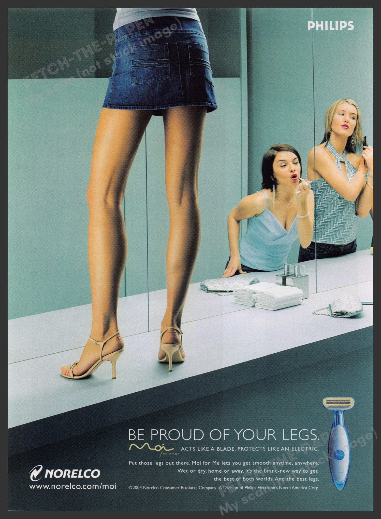 Norelco Razor 2000s Print Advertisement 2004 Legs Skirt Bathroom Count ...