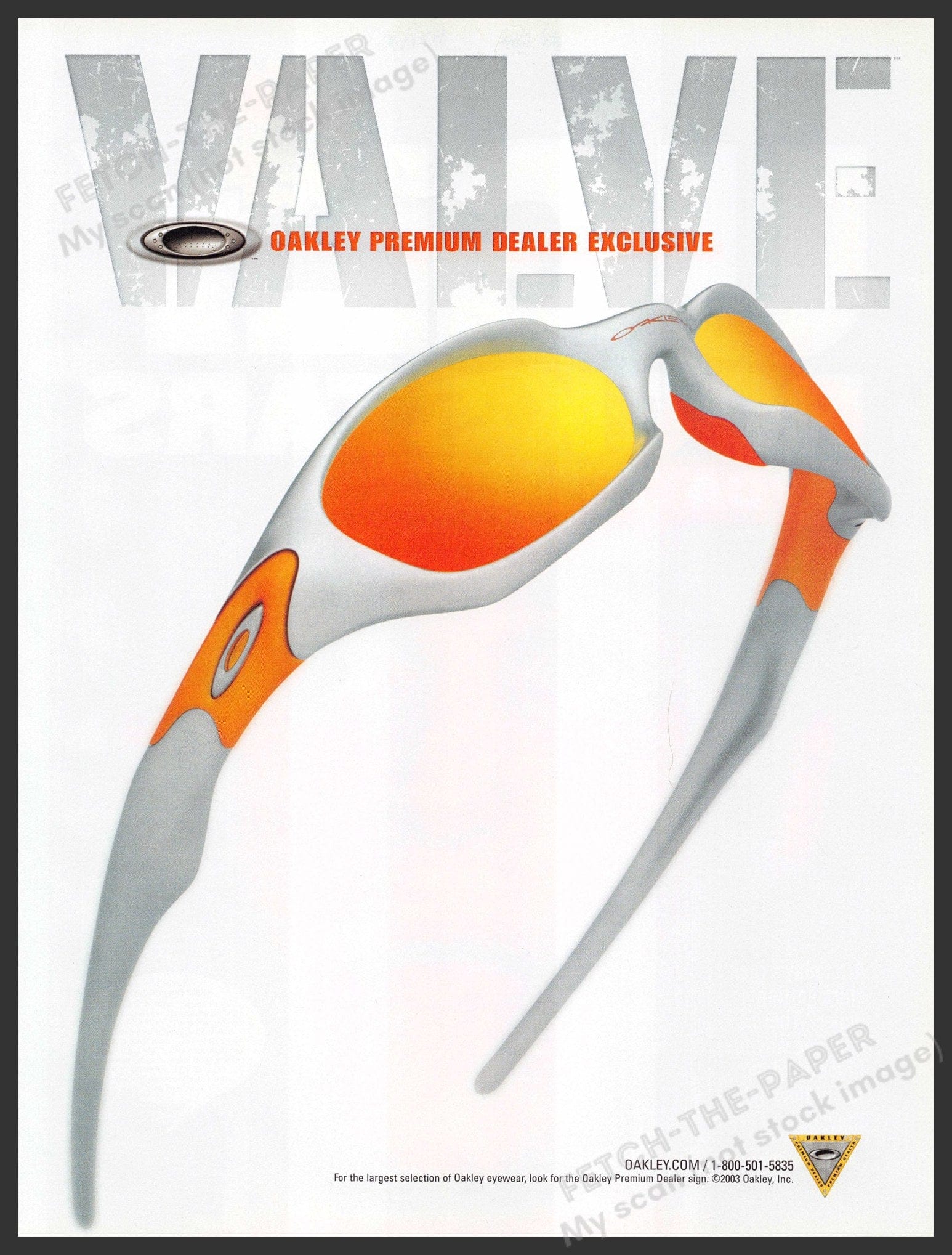 Original 2003 Oakley Valve Sunglasses Print Ad — Fetch-the-Paper