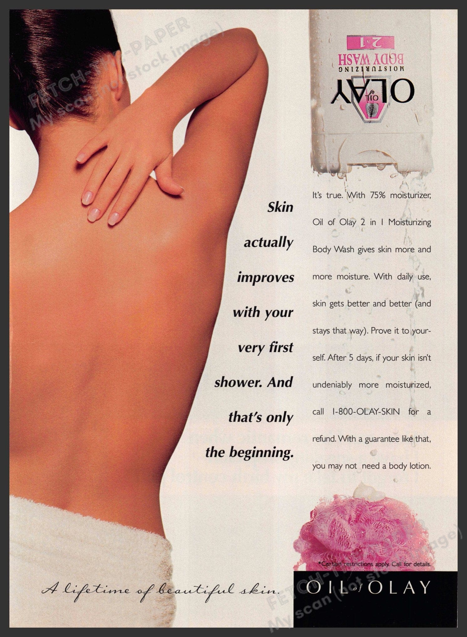 Oil of Olay 1990s Print Advertisement Ad 1996 Body Back Skin — Fetch-the-Paper