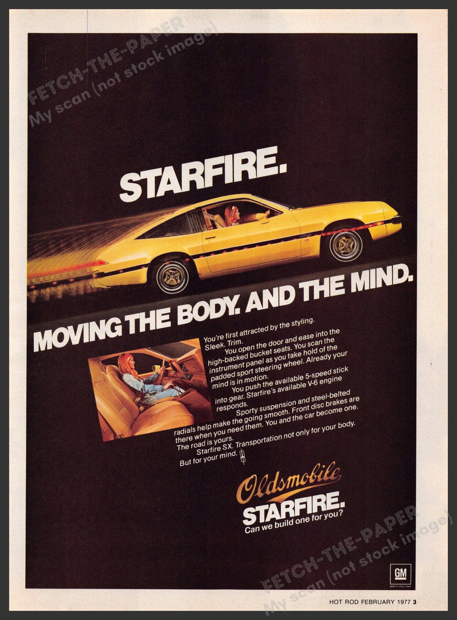 Oldsmobile Starfire 1970s Magazine Print Advertisement 1977 Moving Bod ...