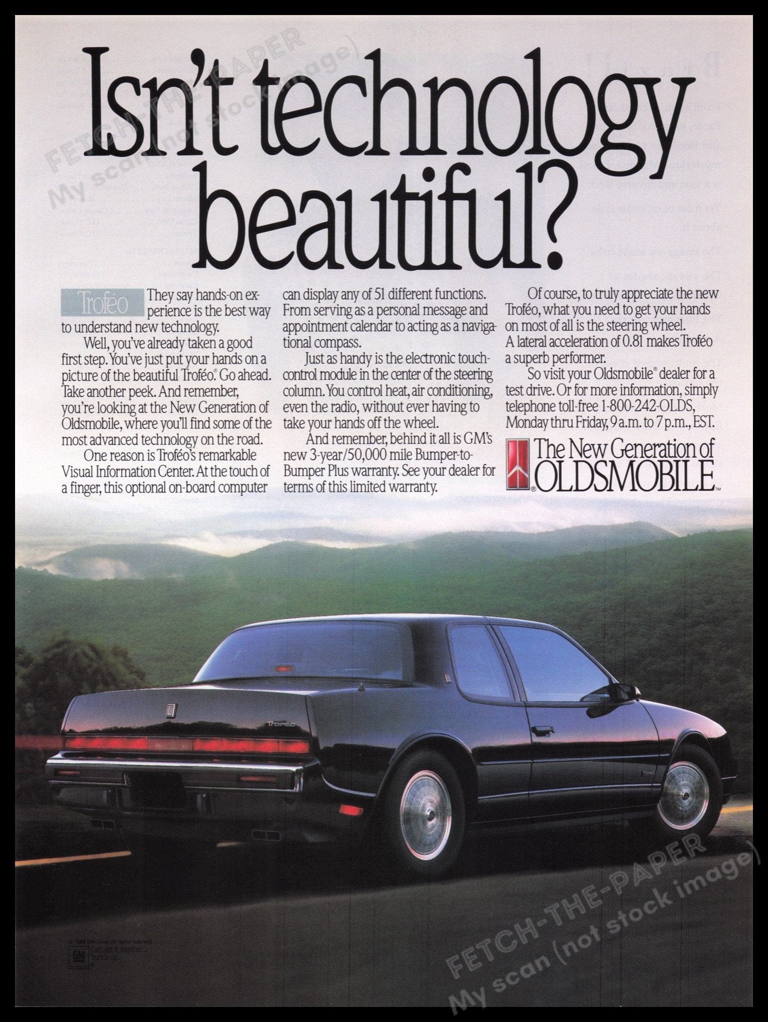 Vintage 1989 Oldsmobile Trofeo Print Ad - Advanced Tech — Fetch-the-Paper