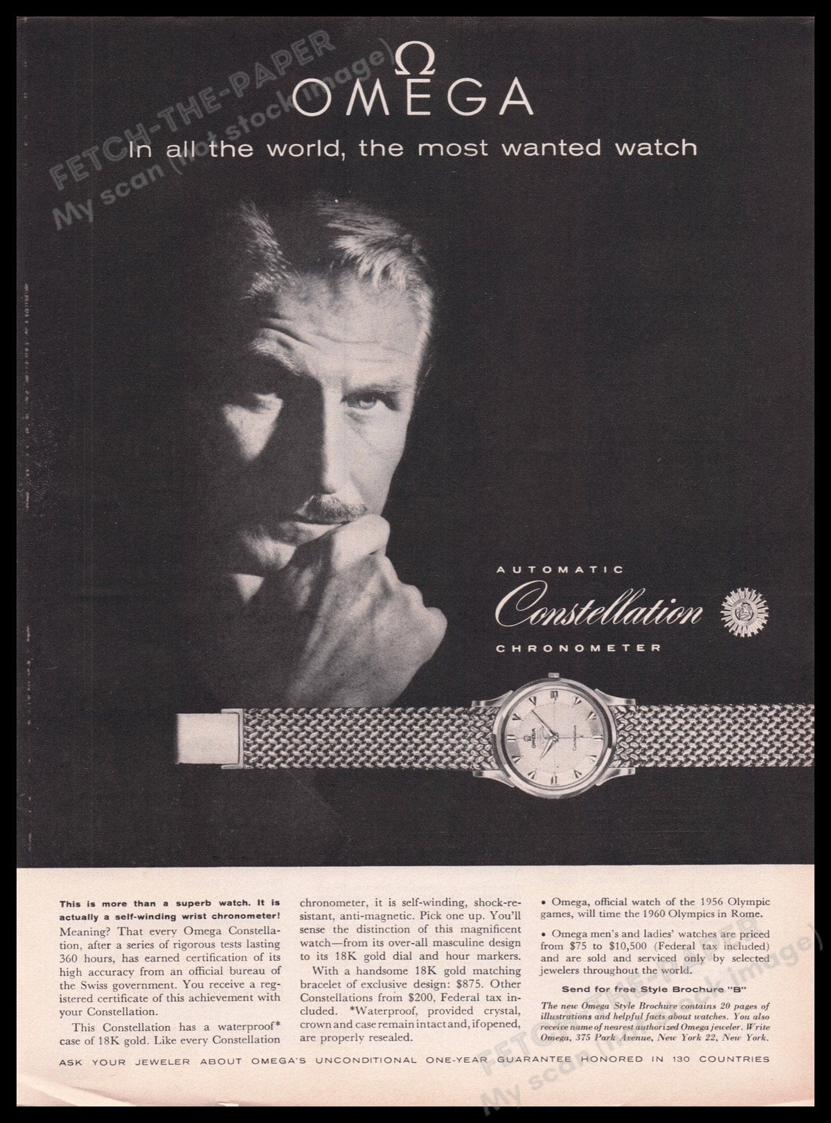 Omega Constellation Chronometer Watch 1950s Print Advertisement Ad 195 ...