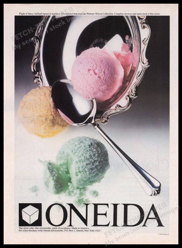 Oneida Flatware 1980s Print Advertisement Ad 1985 Flight of Fancy Juil ...