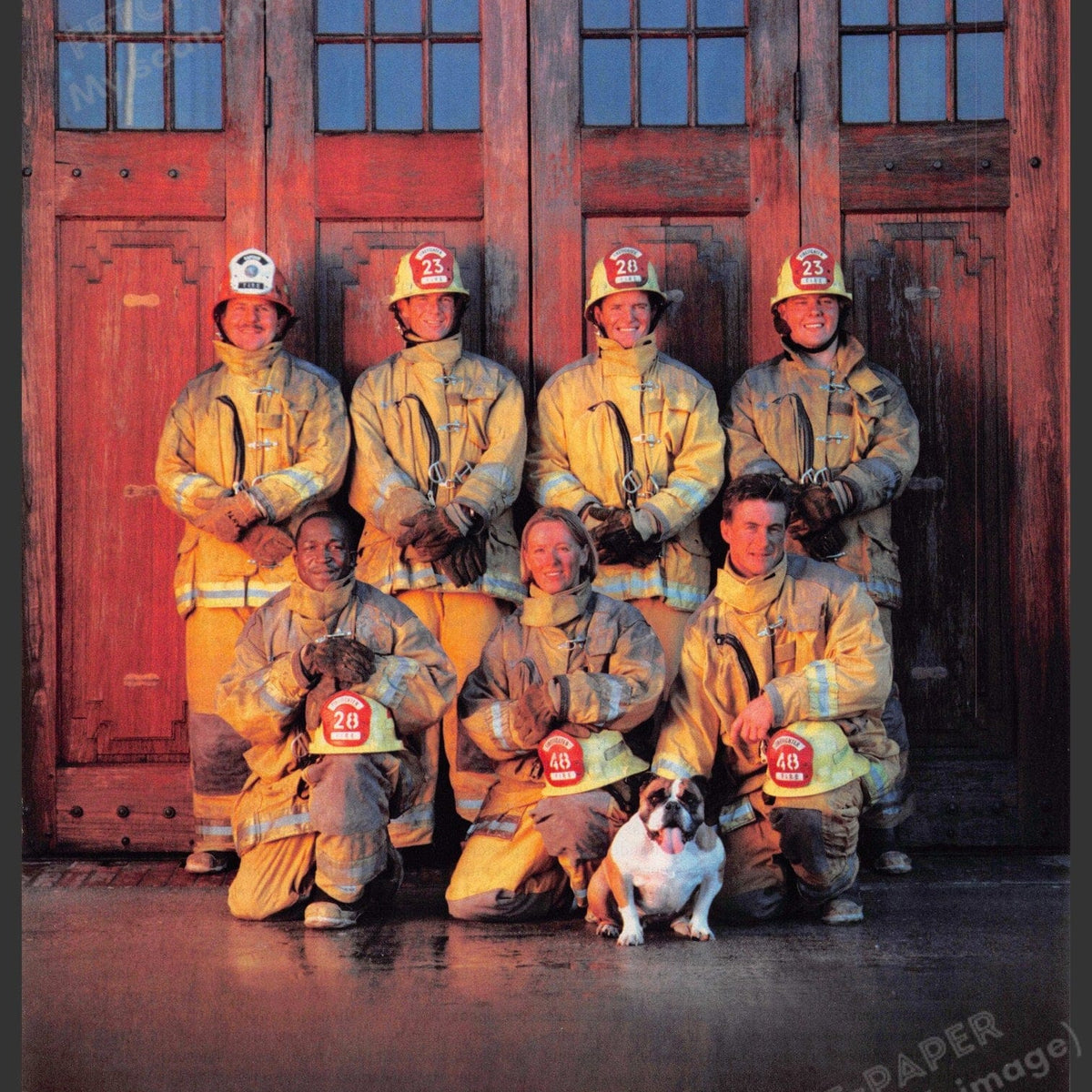 Vintage 1998 Oral-B Ad - Firefighters & Bulldog — Fetch-the-Paper