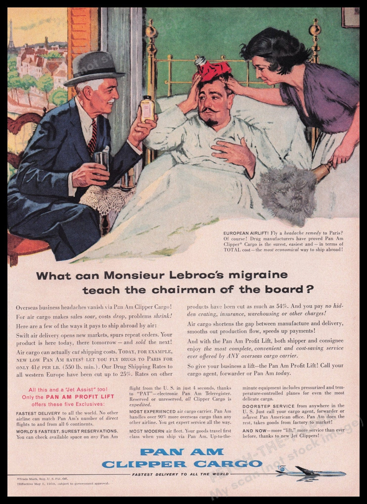 Vintage 1959 Pan Am Clipper Cargo Airlines Ad - 8"x11" Print — Fetch ...