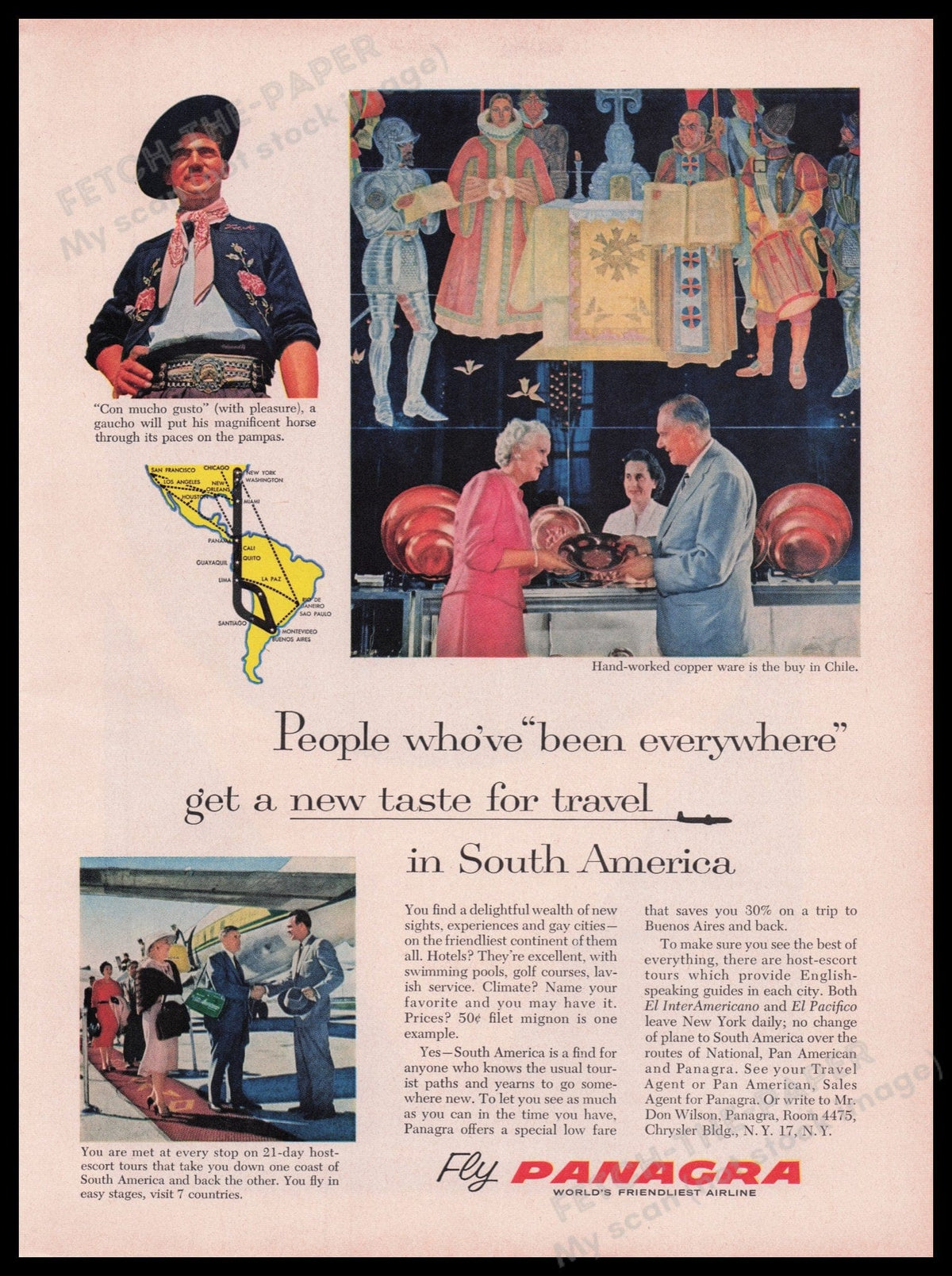 Panagra Airlines South America 1959 Print Ad - Travel in Style — Fetch ...