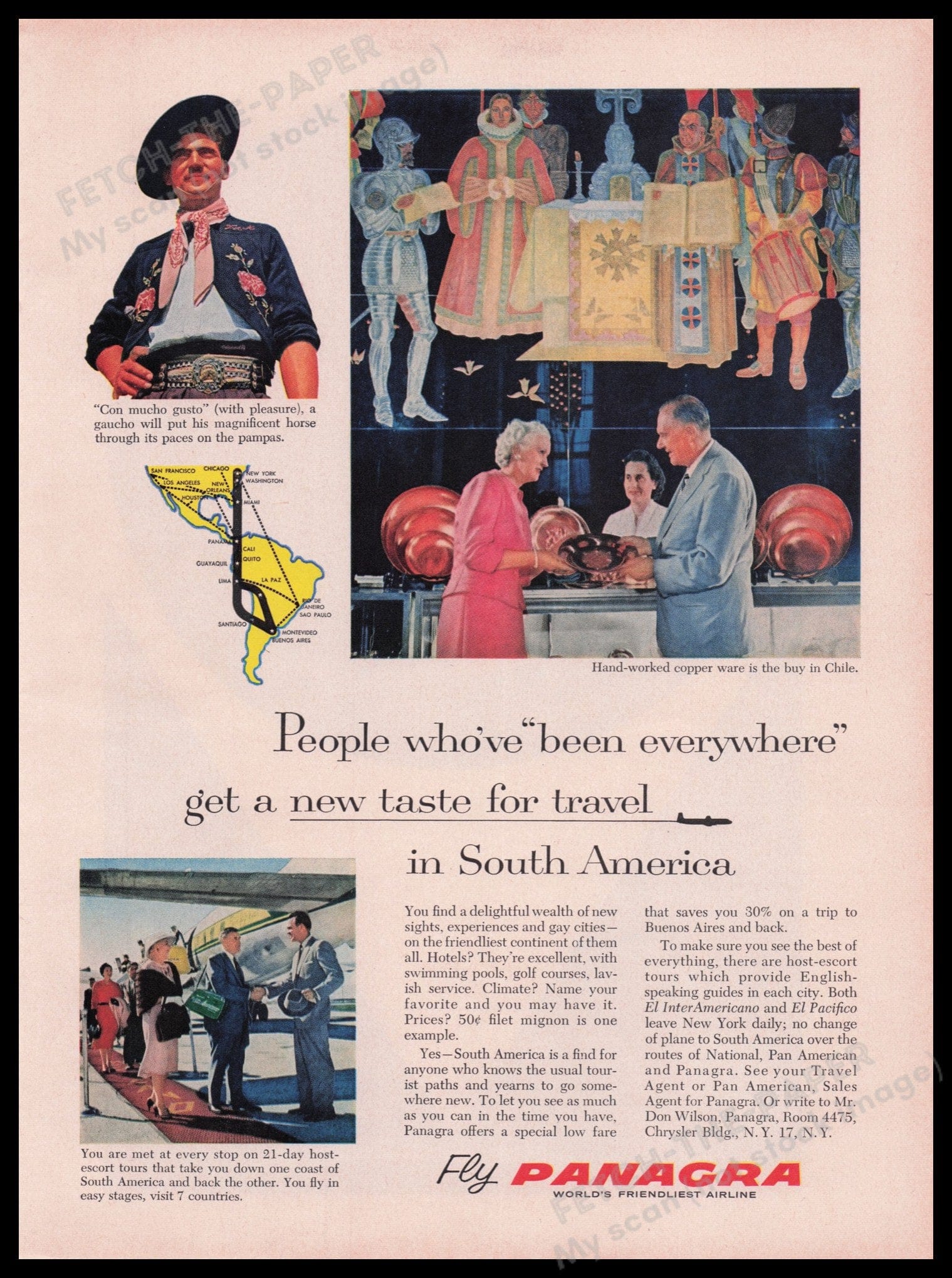 Panagra Airlines South America 1950s Print Advertisement Ad 1959 ...
