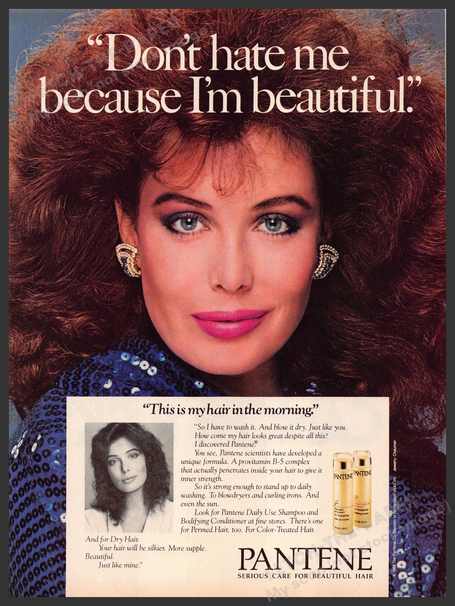 Pantene 1980s Magazine Print Advertisement 1987 Big Curly Hair — Fetch ...