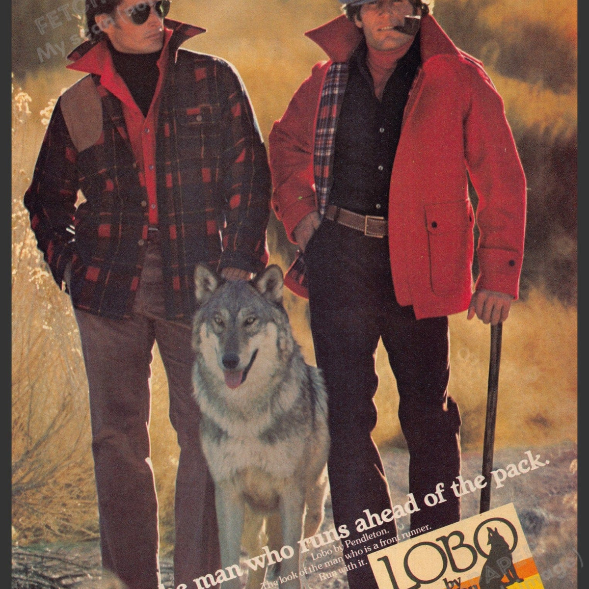 Vintage 1978 Pendleton Lobo Men's Clothing Ad with Gray Wolf — Fetch ...