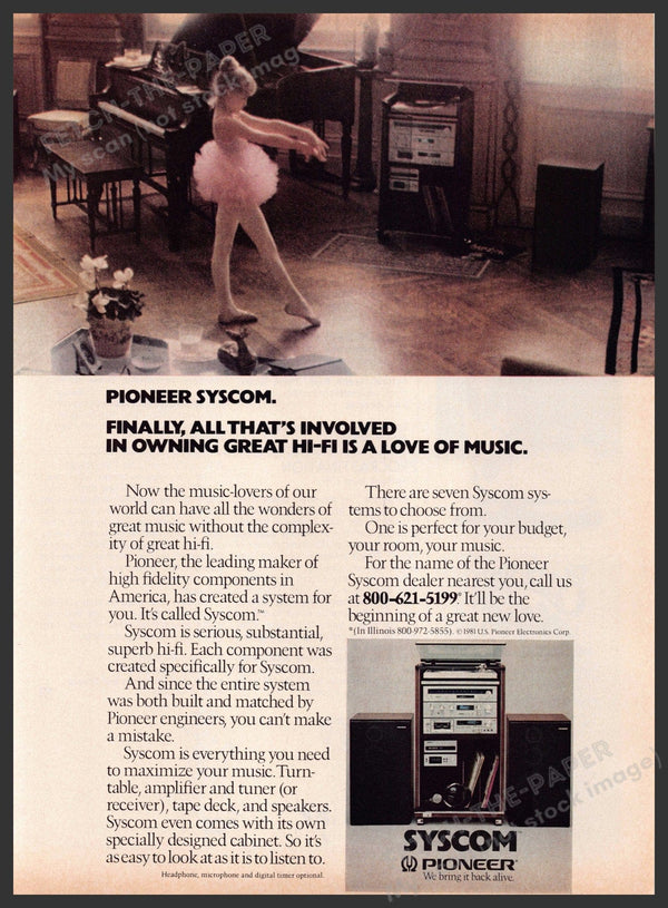 Pioneer Syscom 1980s Magazine Print Ad 1981 Ballet Dancing Little Girl ...