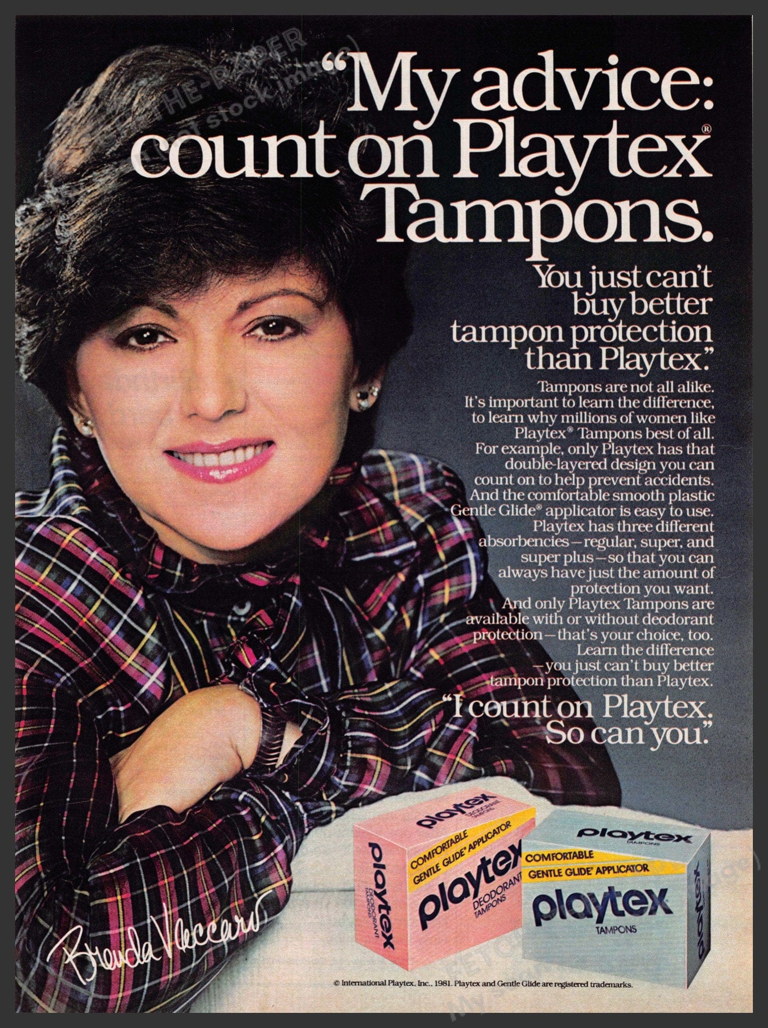 Playtex 1980s Print Advertisement 1981 Brenda Vaccaro — Fetch-the-Paper