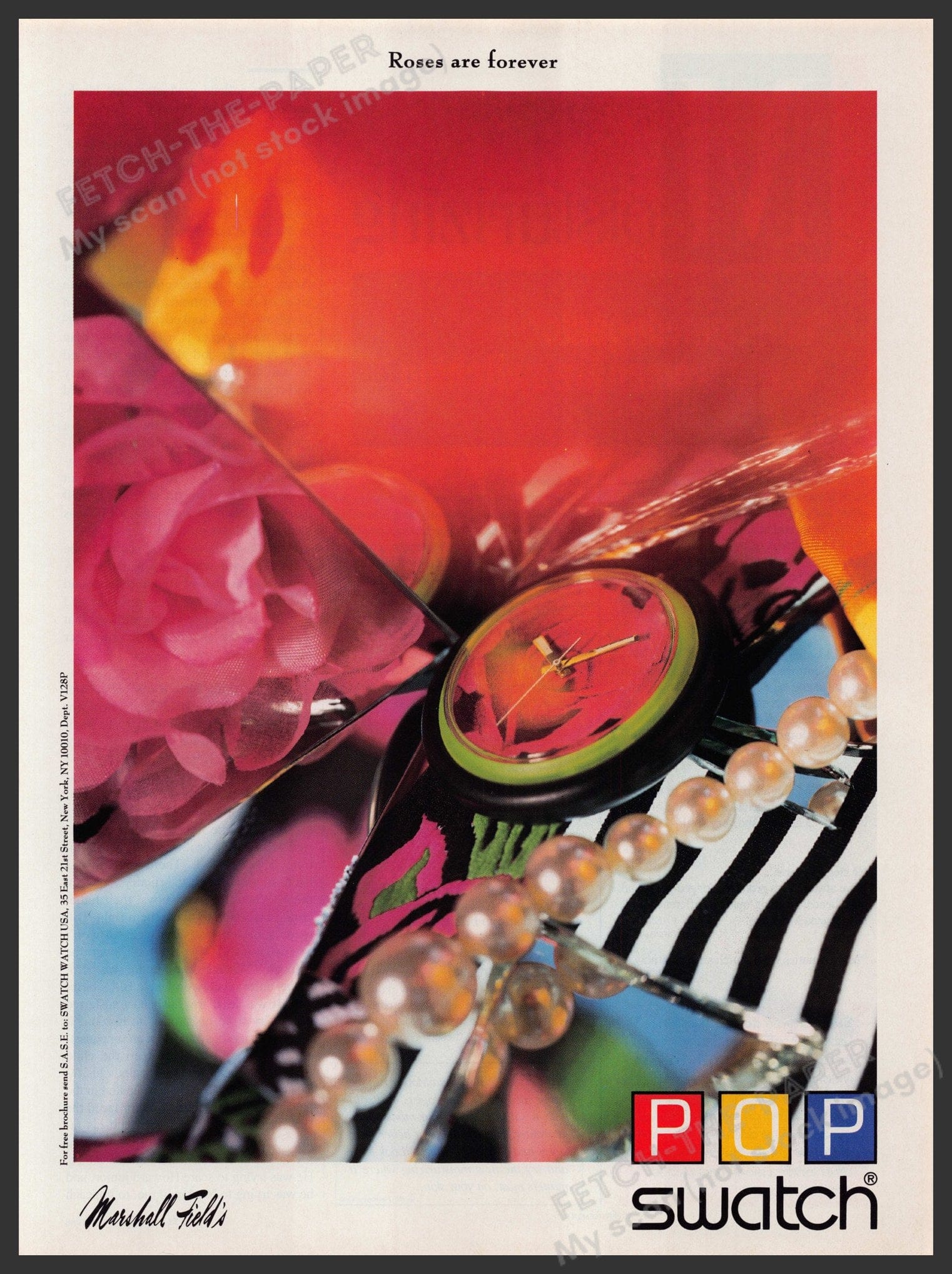 Pop Swatch 1988 Ad "Roses are forever" Vintage Print — Fetch-the-Paper