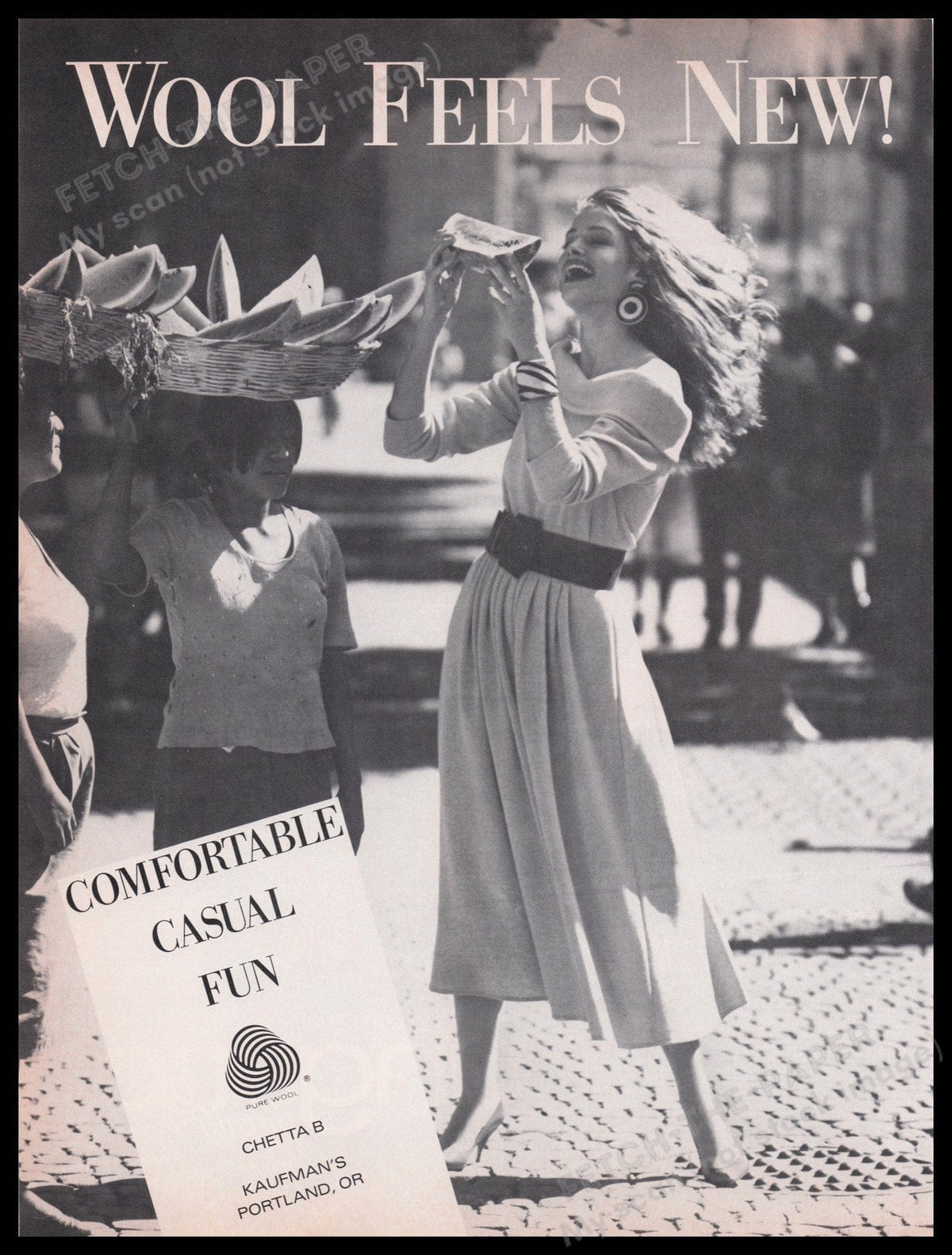 Pure Wool Clothing 1980s Print Advertisement Ad 1987 Sexy Woman Street ...