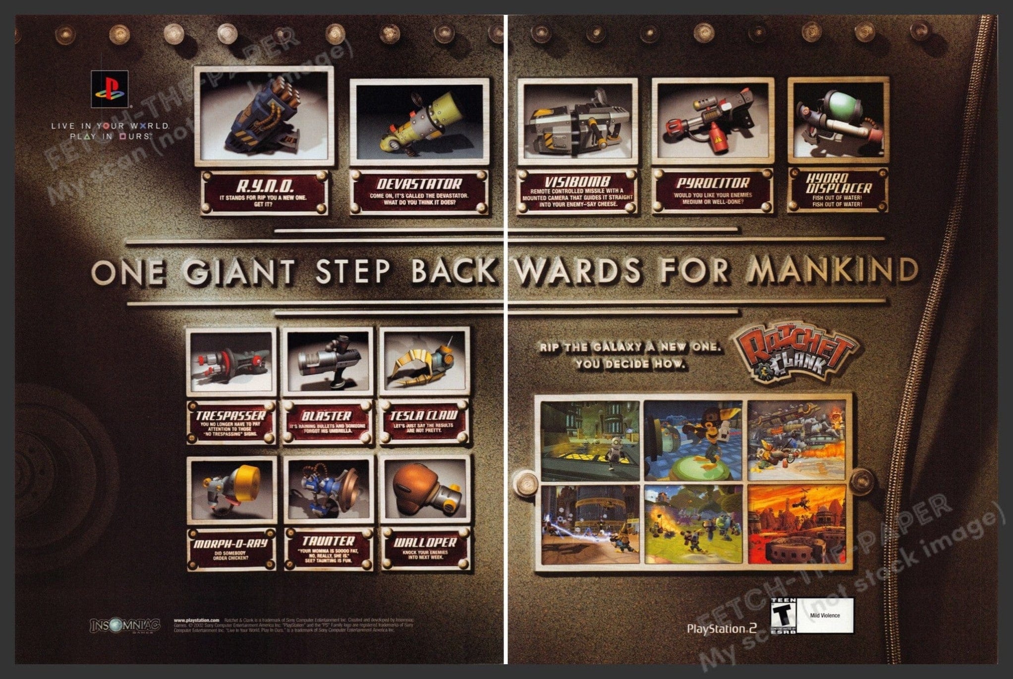 Original 2002 Ratchet & Clank Print Ad - 2pg Centerfold — Fetch-the-Paper