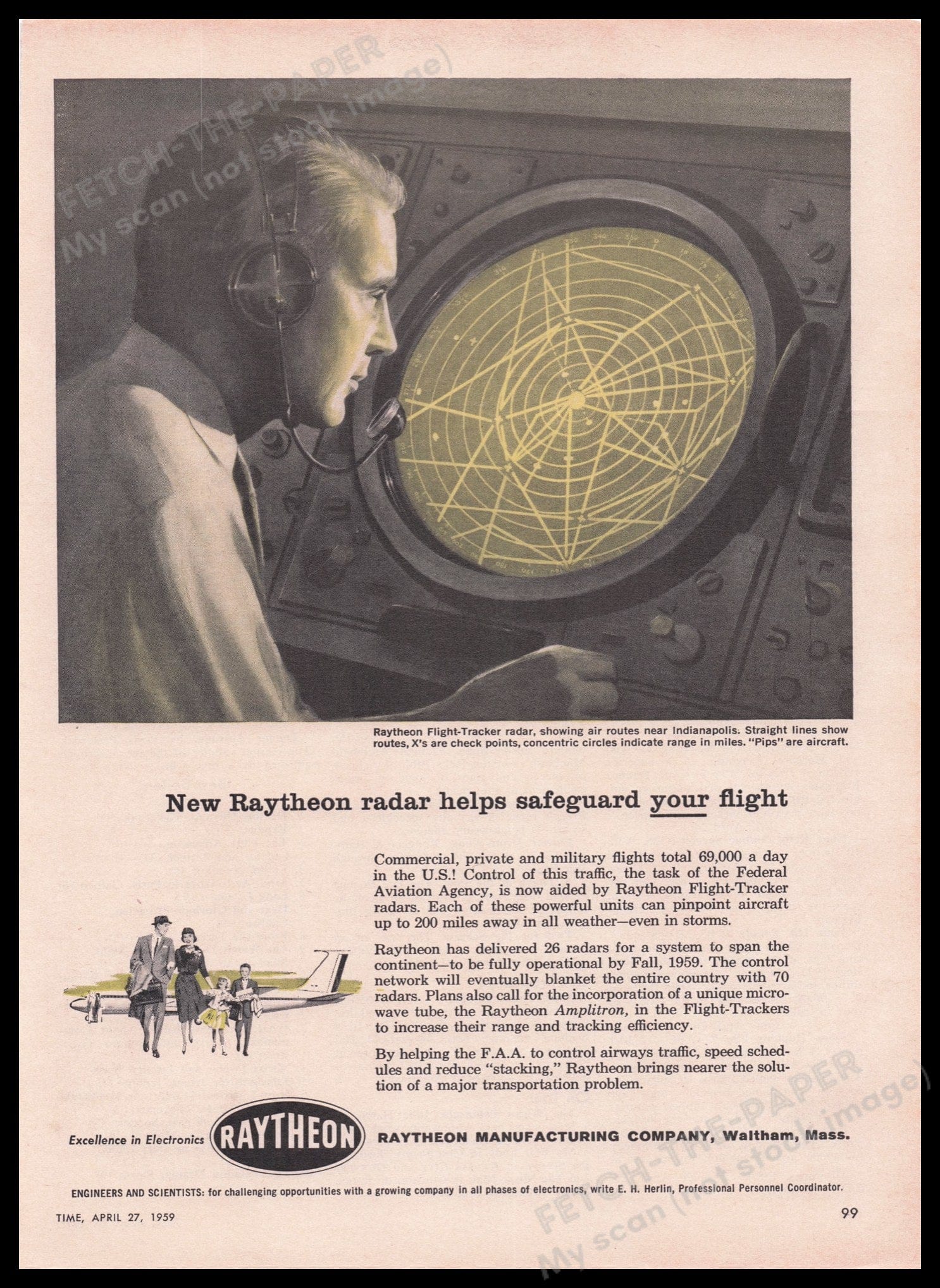 Raytheon Radar Flight Tracker 1950s Print Advertisement Ad 1959 — Fetch ...