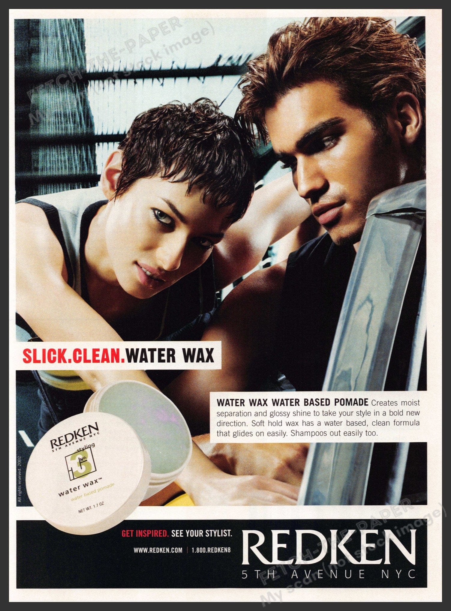 Redken 2000s Print Advertisement Ad 2002 Couple Water Wax — Fetch-the-Paper