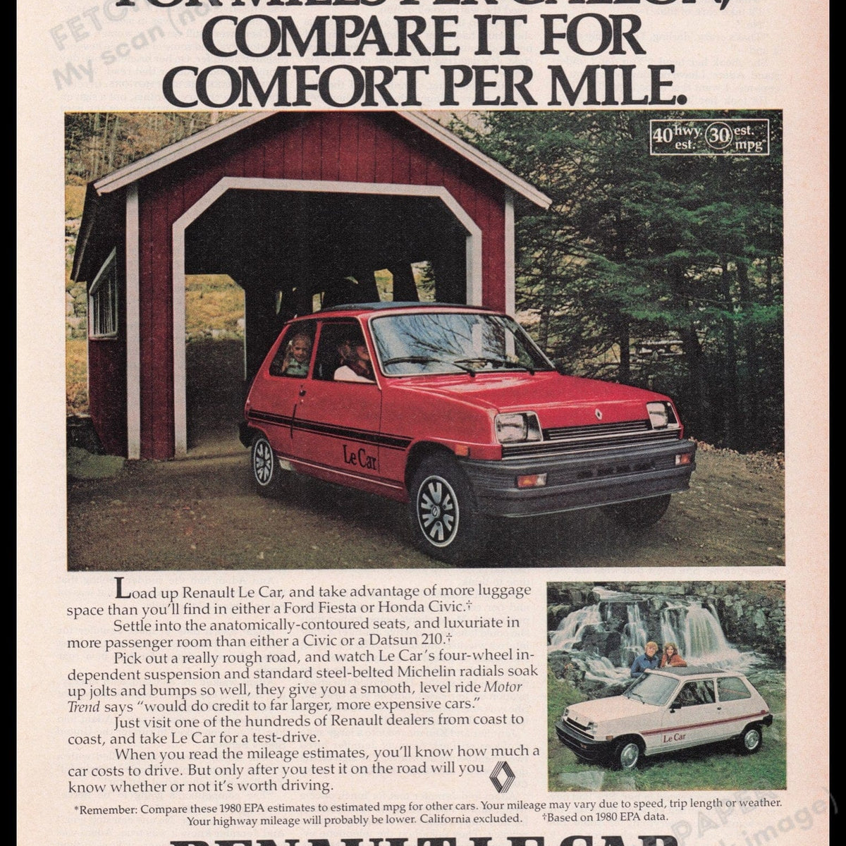 Renault Le Car 1980s Print Ad - Economy & Comfort — Fetch-the-Paper