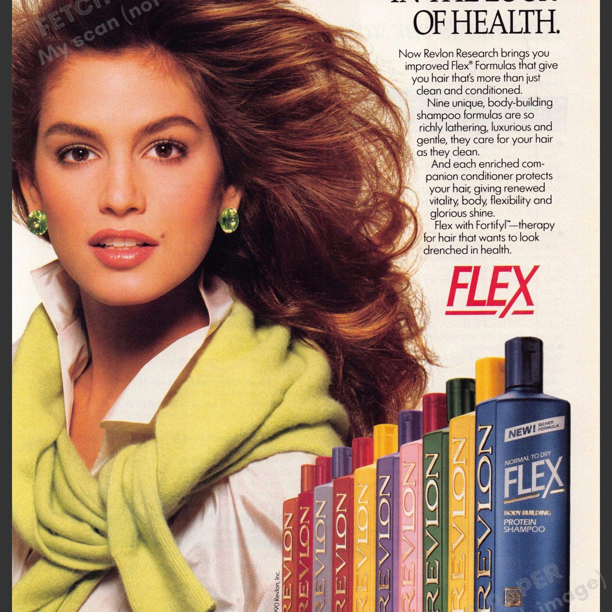 Revlon 1990 Flex Shampoo Ad with Cindy Crawford — Fetch-the-Paper