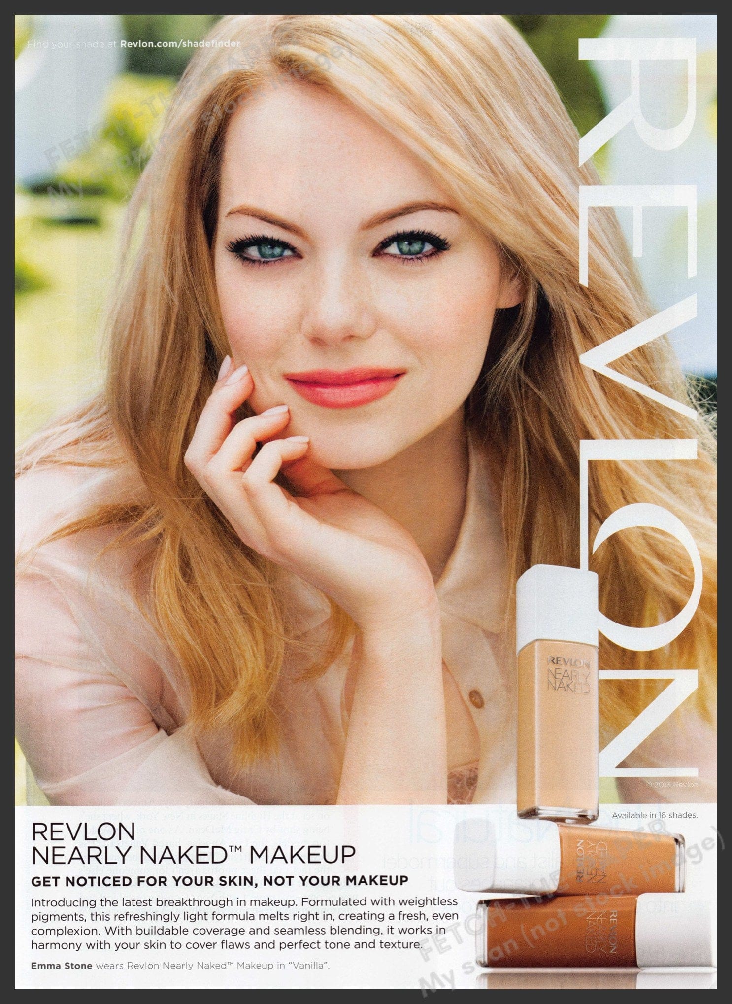 Revlon Nearly Naked Makeup Ad 2013 Emma Stone Print 8"x11" — Fetch-the ...