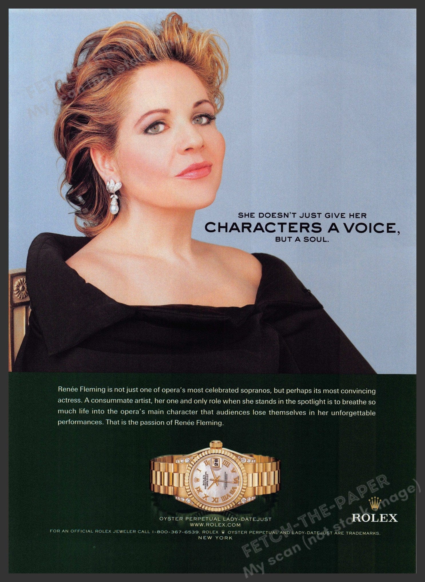 Rolex 2006 Ad Featuring Renée Fleming with Lady-Datejust Watch — Fetch ...