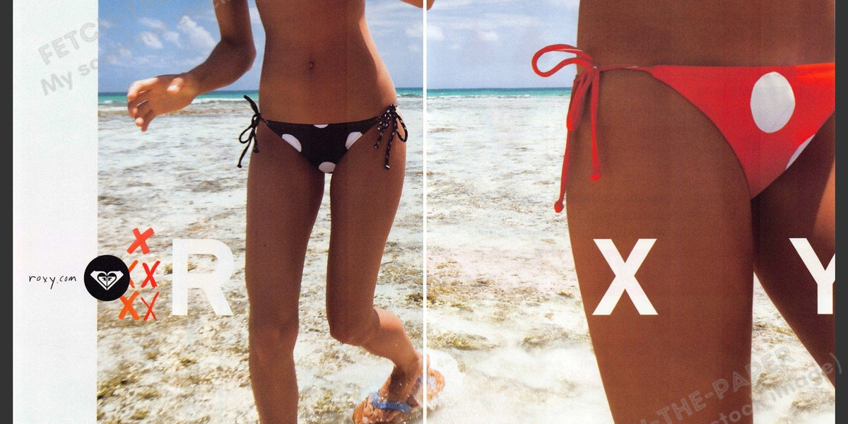2009 Roxy Swimwear Ad - 2000s Bikinis, Beach Girls, Polka Dots — Fetch-the-Paper