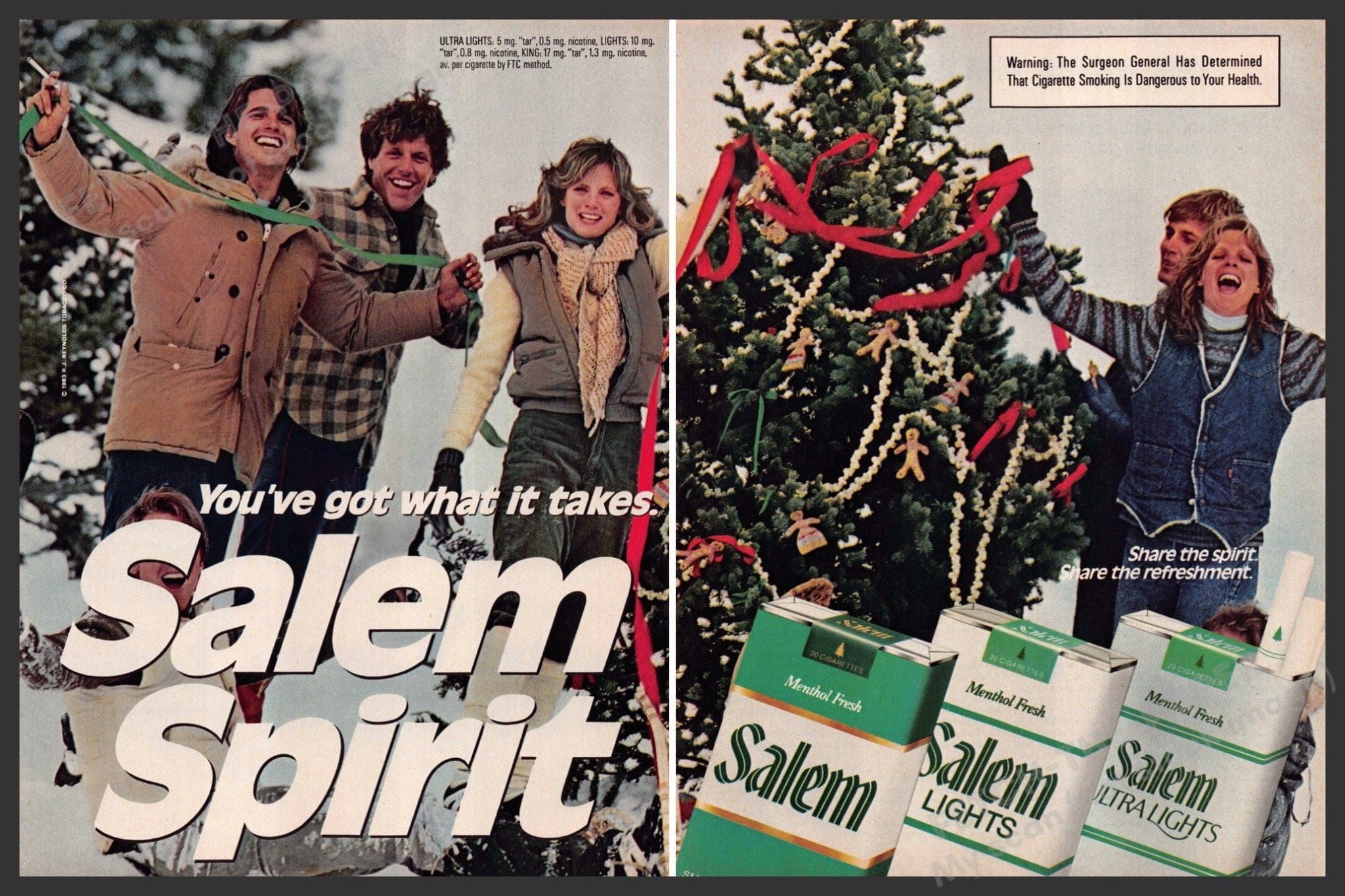 Salem Spirit 1980s Magazine Print Advertisement (2 pages) 1983 Christm ...
