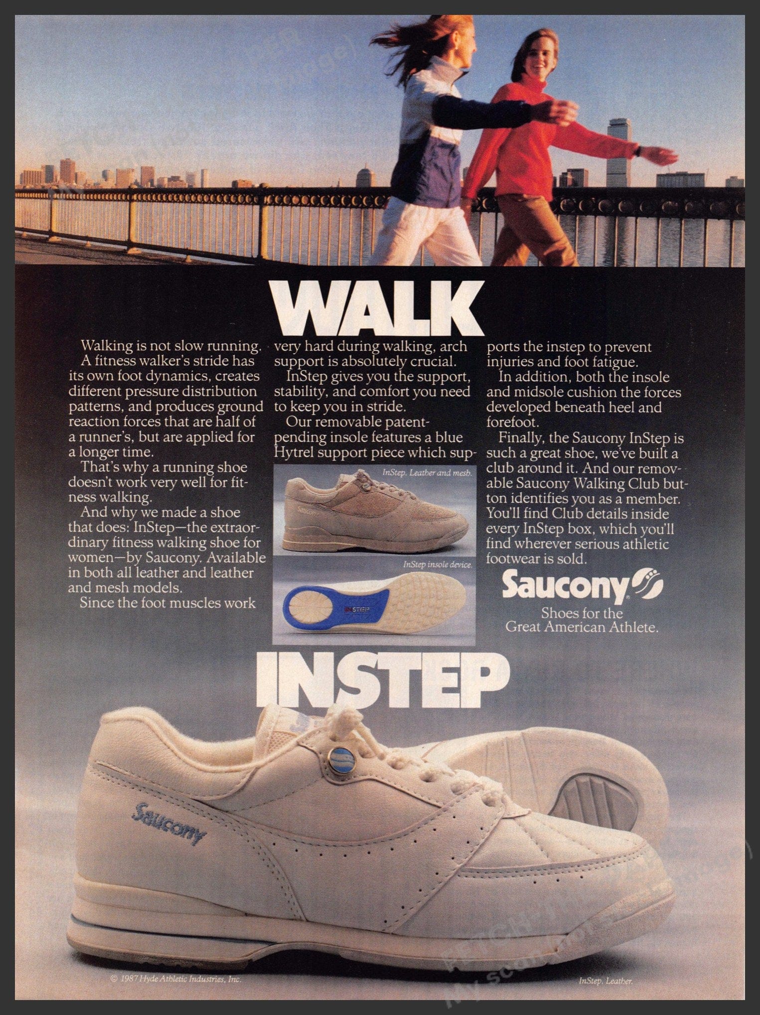 Saucony 1980s Print Advertisement Ad 1987 InStep Ladies Walking Boardw ...