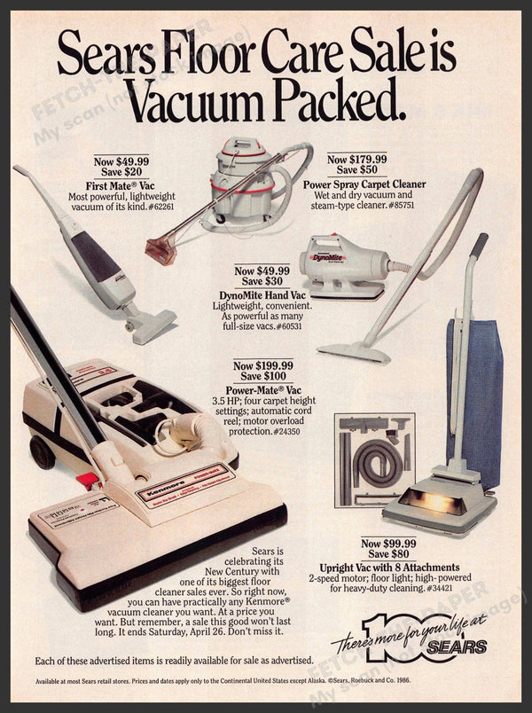 Vintage 1986 Sears Vacuum Print Ad - Floor Care Sale — Fetch-the-Paper