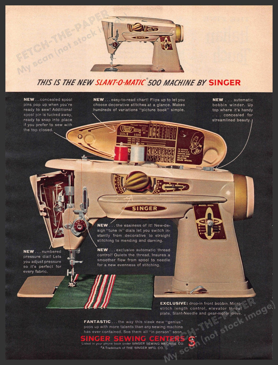 Vintage 1961 Singer Slant-o-Matic 500 Sewing Machine Ad — Fetch-the-Paper
