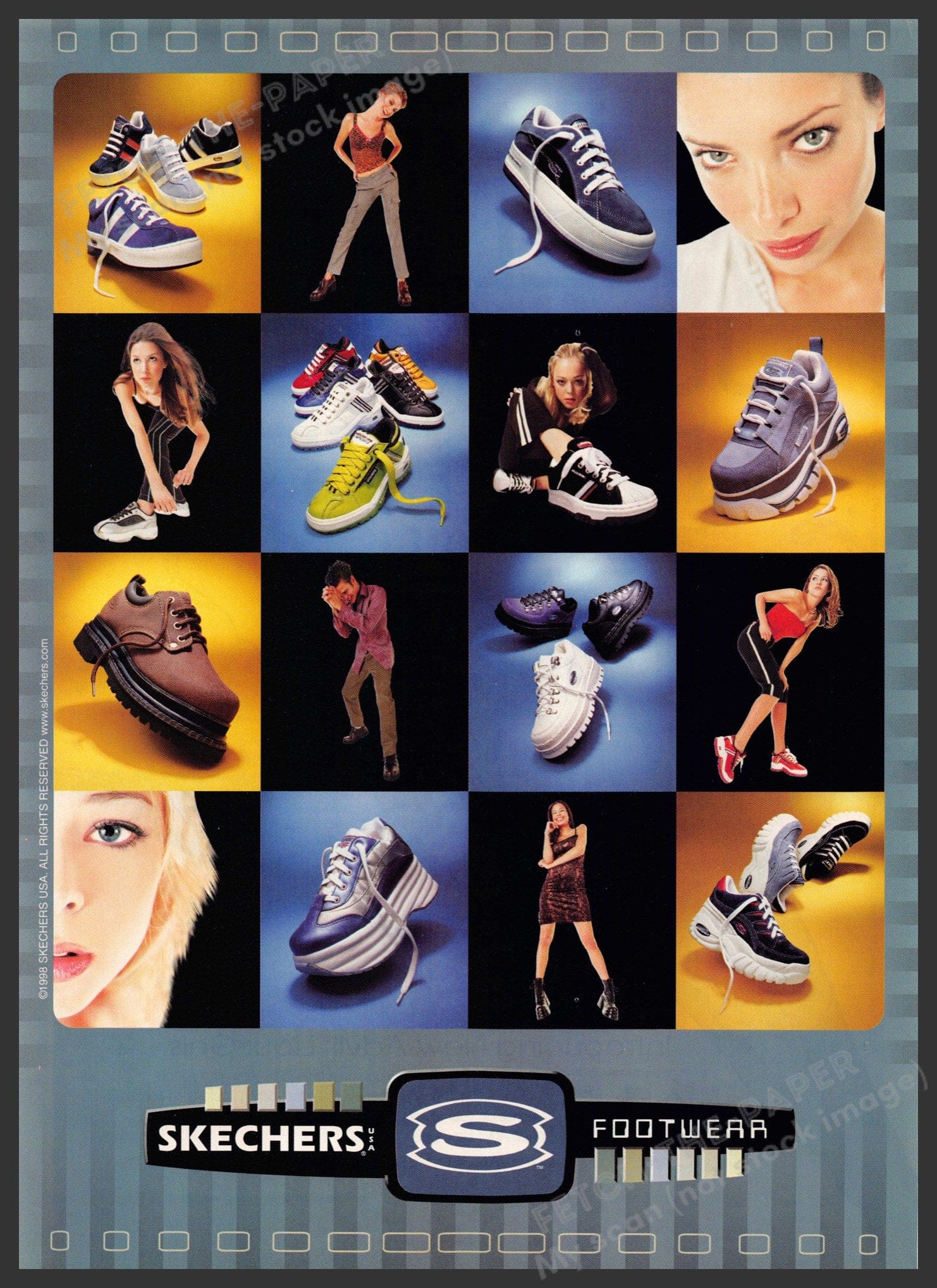 Skechers Footwear 1990s Magazine Print Advertisement 1998 Legs Collage — Fetch-the-Paper