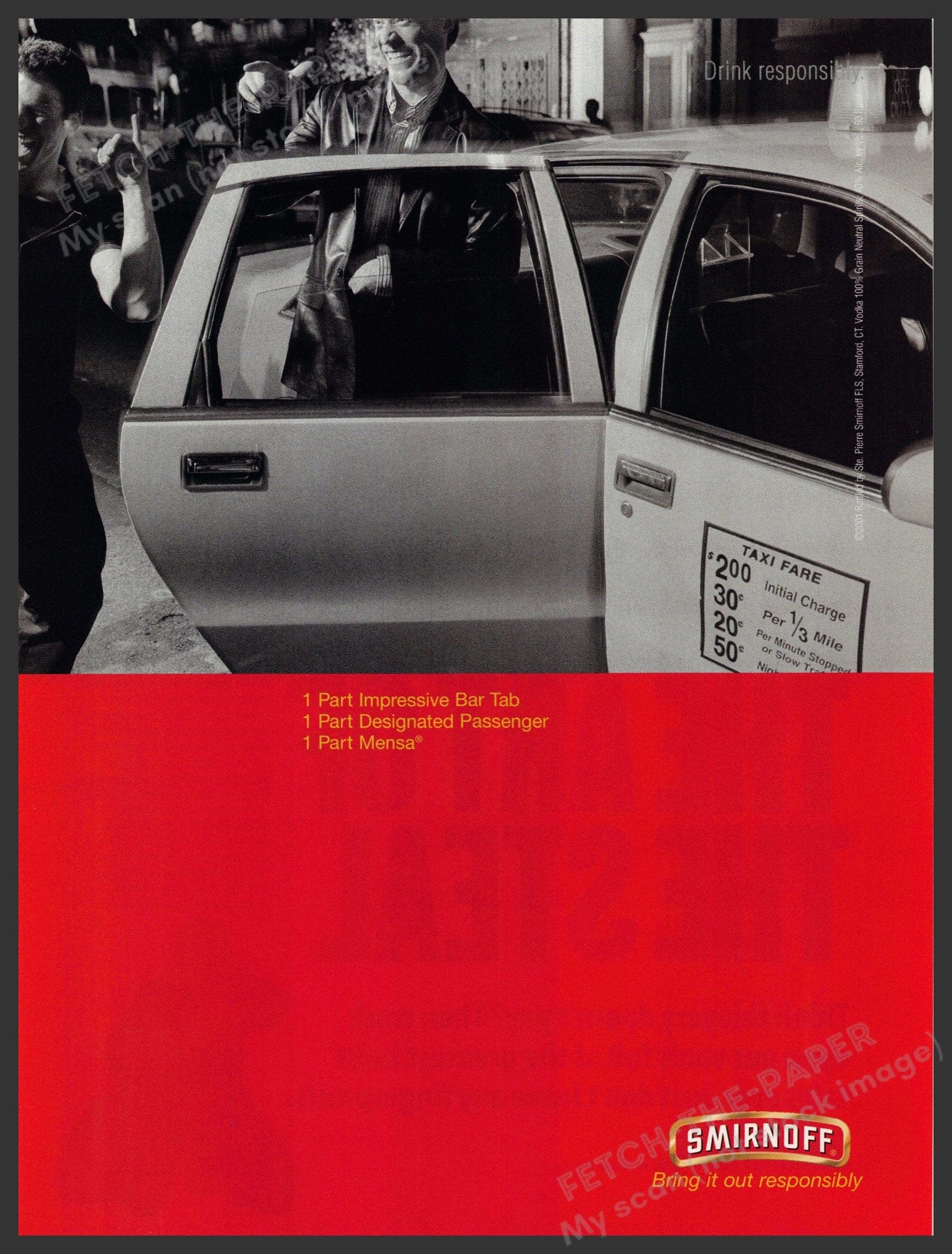 Vintage 2001 Smirnoff Vodka Print Ad - Taxi Cab Nightlife Scene — Fetch ...