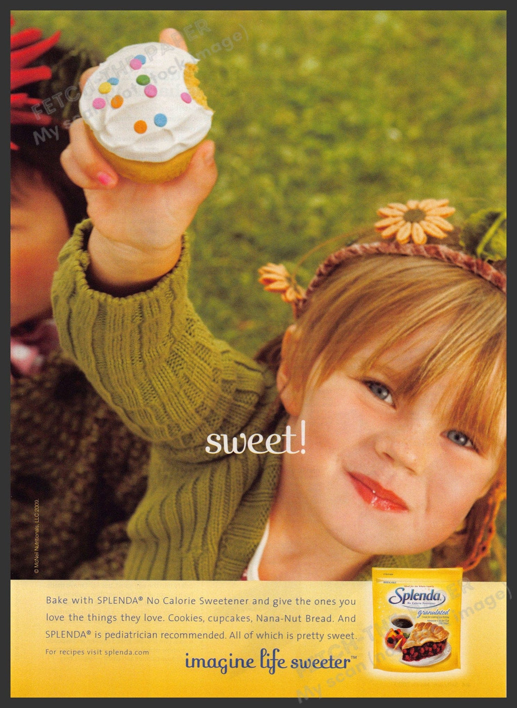 Splenda 2009 Magazine Ad - Little Girl with Cupcake — Fetch-the-Paper