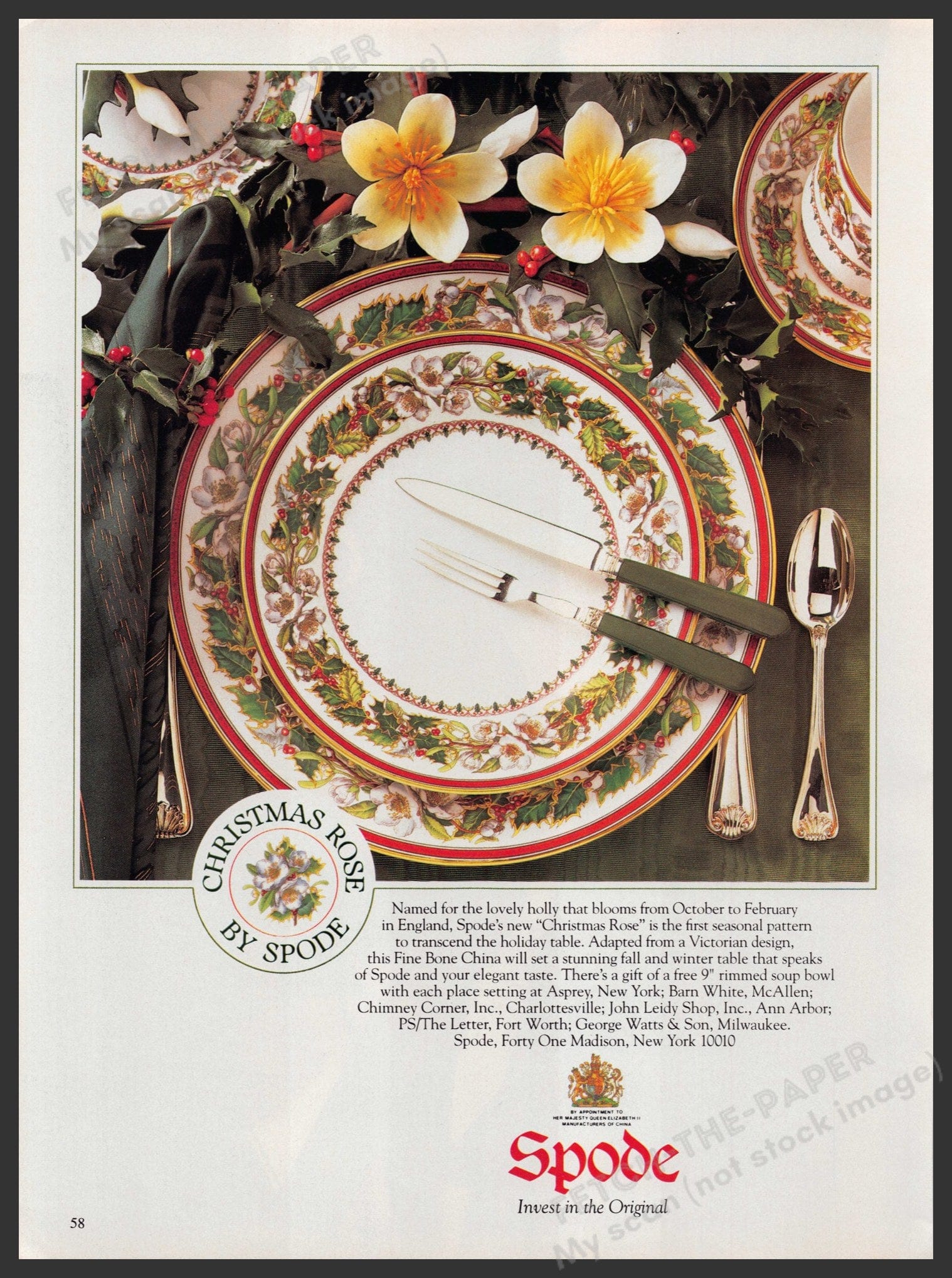 Spode Christmas Rose Pattern 1990s Print Advertisement Ad 1991 Fine ...