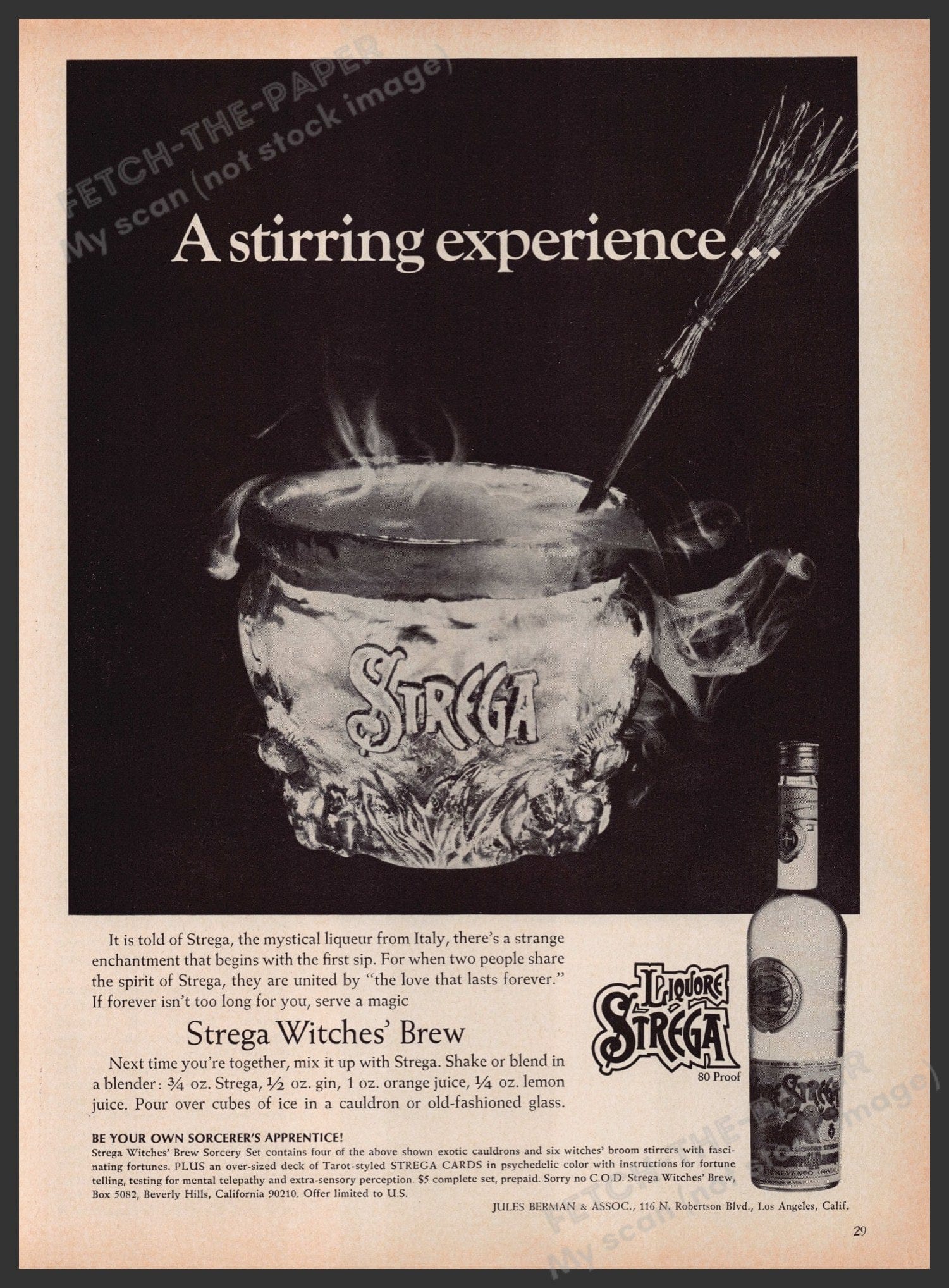 Vintage 1969 Strega Liqueur Ad with Witches' Brew Recipe — Fetch-the-Paper