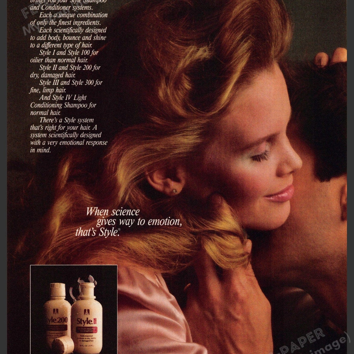 Style II 1980s Magazine Print Advertisement 1984 Hair Kissing Neck Cou ...