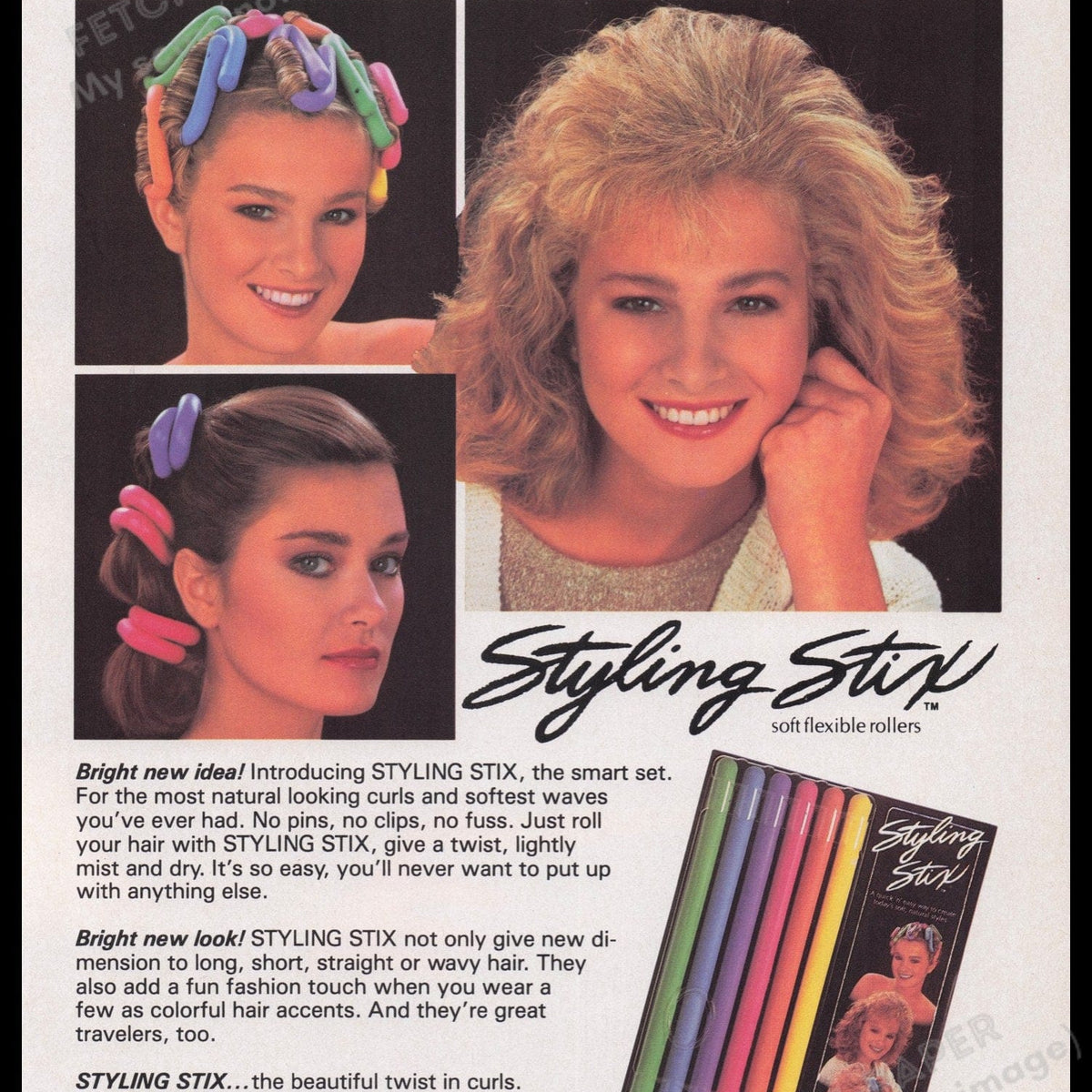 Styling Stix Hair Bendable Sticks 1980s Print Advertisement Ad 1985 ...
