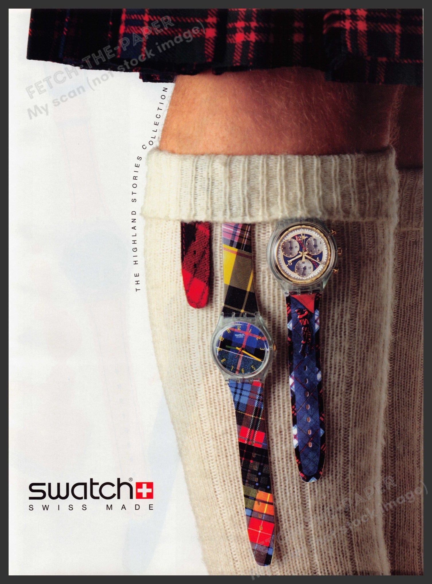 Swatch Watch Paris 1990s Print Advertisement Ad 1995 Highland Stories — Fetch-the-Paper