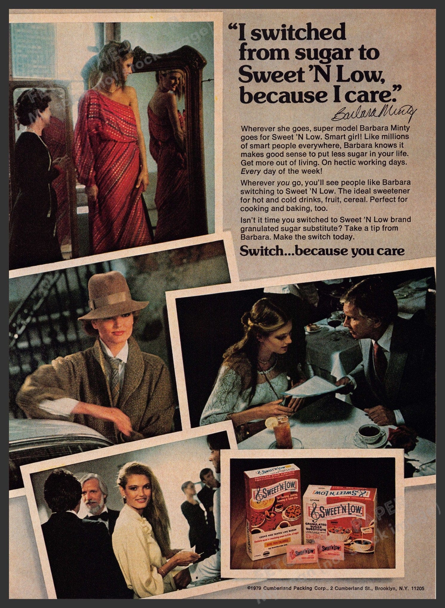Vintage 1979 Sweet 'n Low Ad with Supermodel Barbara Minty — Fetch-the ...