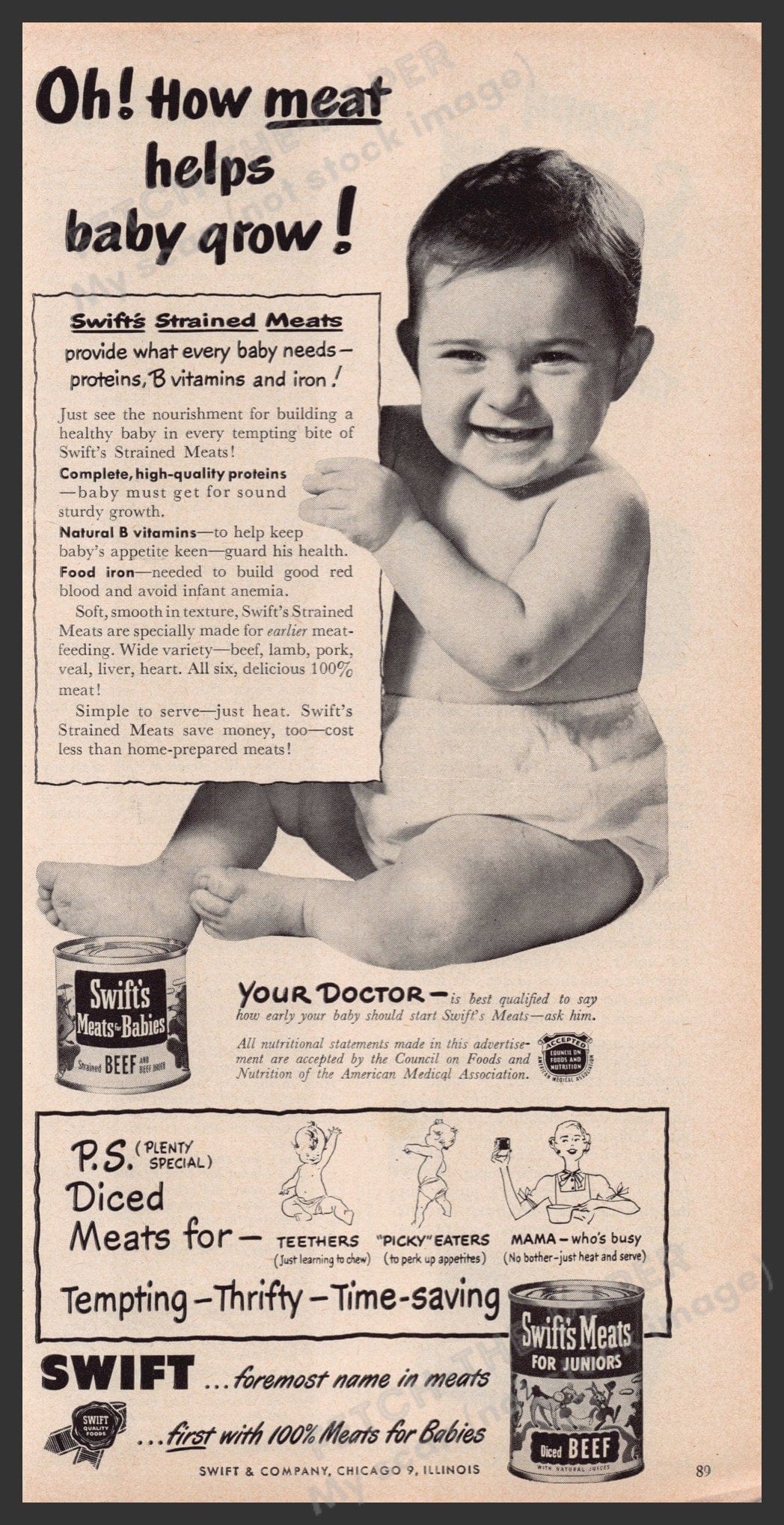Swift's Meats for Babies Food 1940s Print Advertisement Ad 1949 — Fetch ...