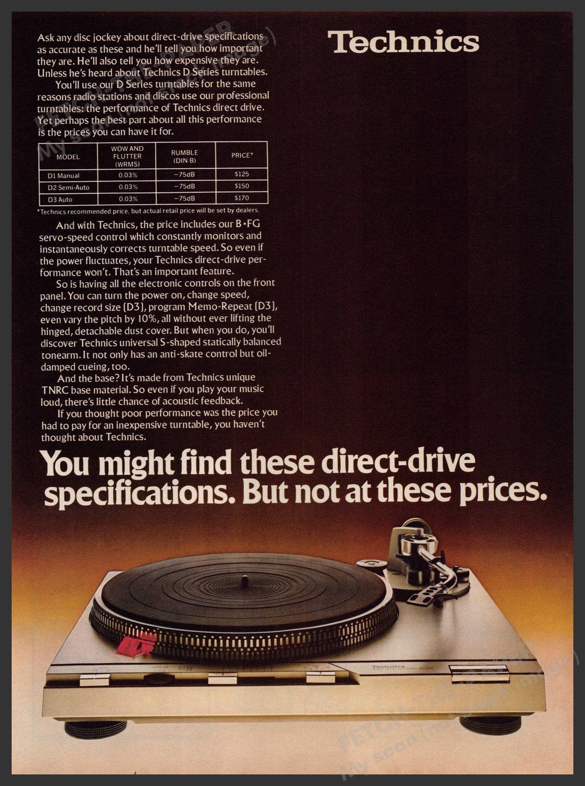 Technics D Series Turntable 1970s Print Advertisement 1978 — Fetch-the ...