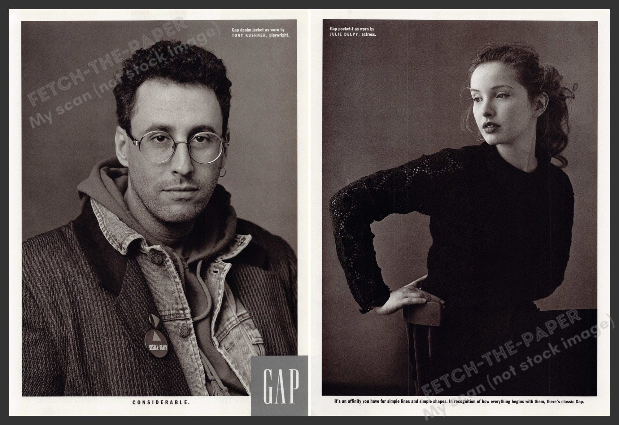 Tony Kushner & Julie Delpy for Gap 1990s Magazine Photo Front Back 199 — Fetch-the-Paper