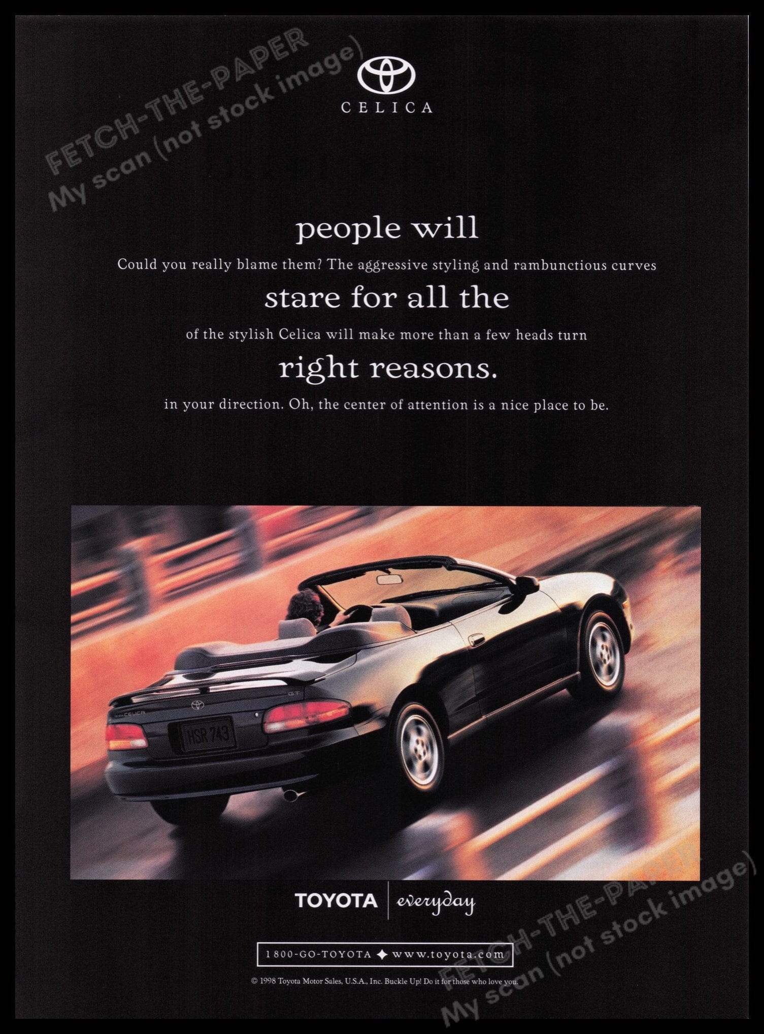 Toyota Celica 1998 Vintage Print Ad - Iconic 90s Car Poster — Fetch-the ...