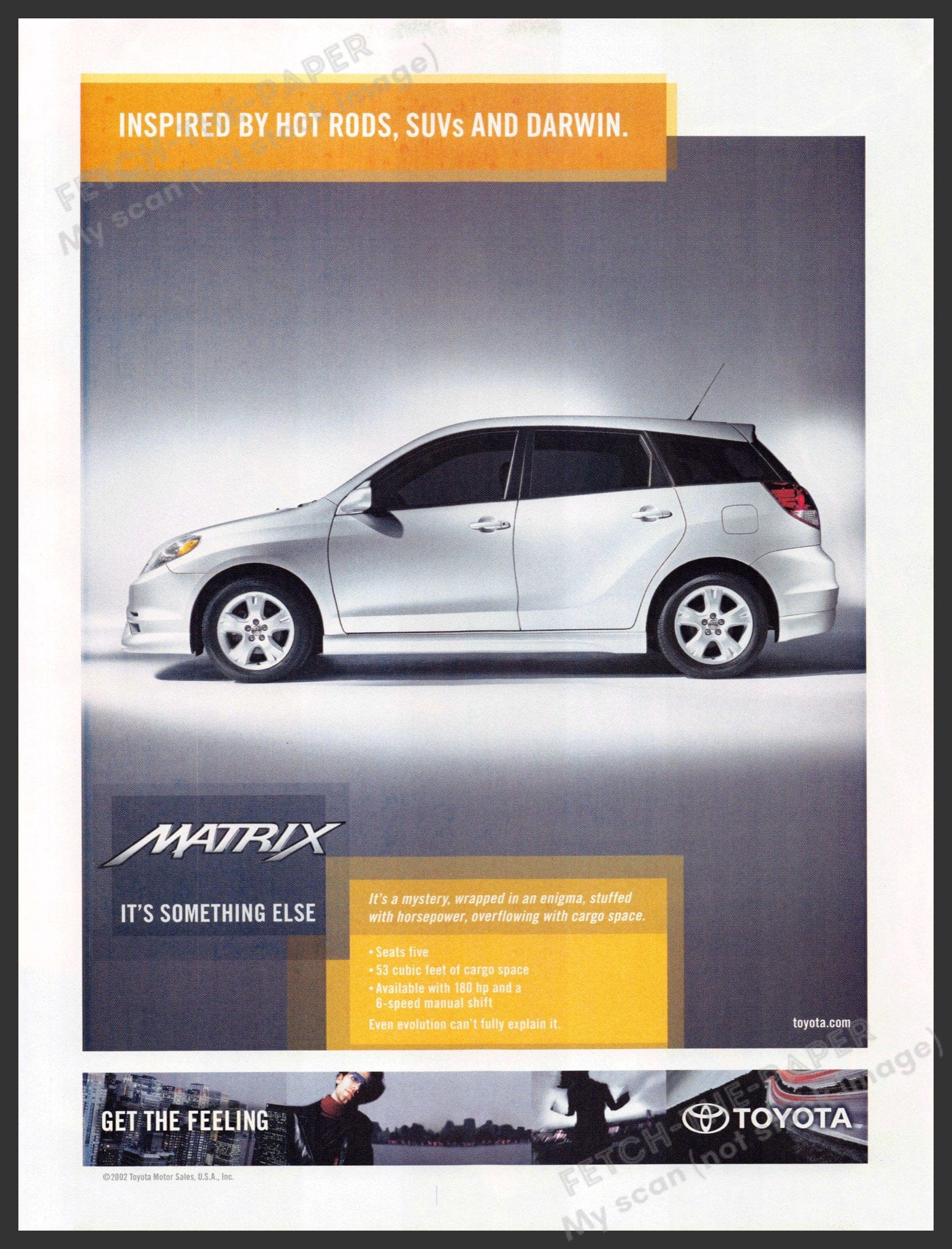 Toyota Matrix 2002 Print Ad - Sleek, Spacious & Powerful — Fetch-the-Paper