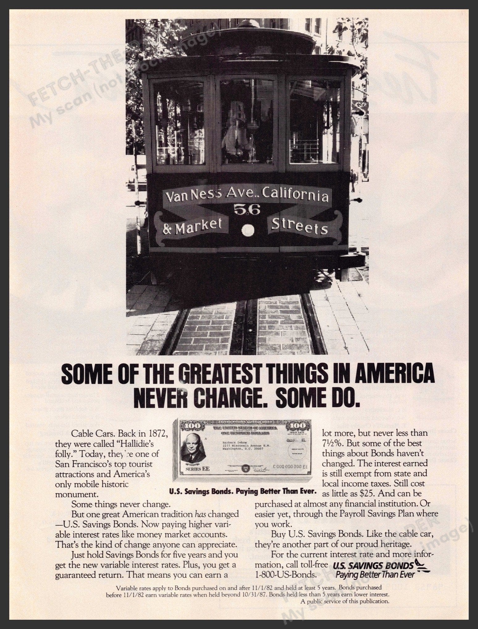 Vintage 1985 U.S. Savings Bonds Ad - San Francisco Cable Car — Fetch ...