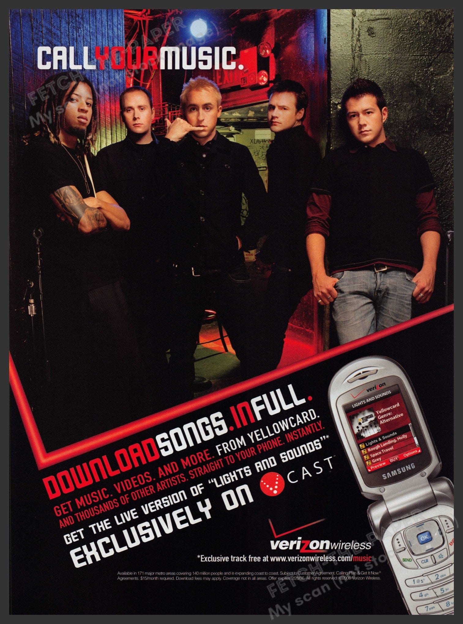 Verizon Wireless Yellowcard 2006 Print Ad - V CAST Music Promo — Fetch ...