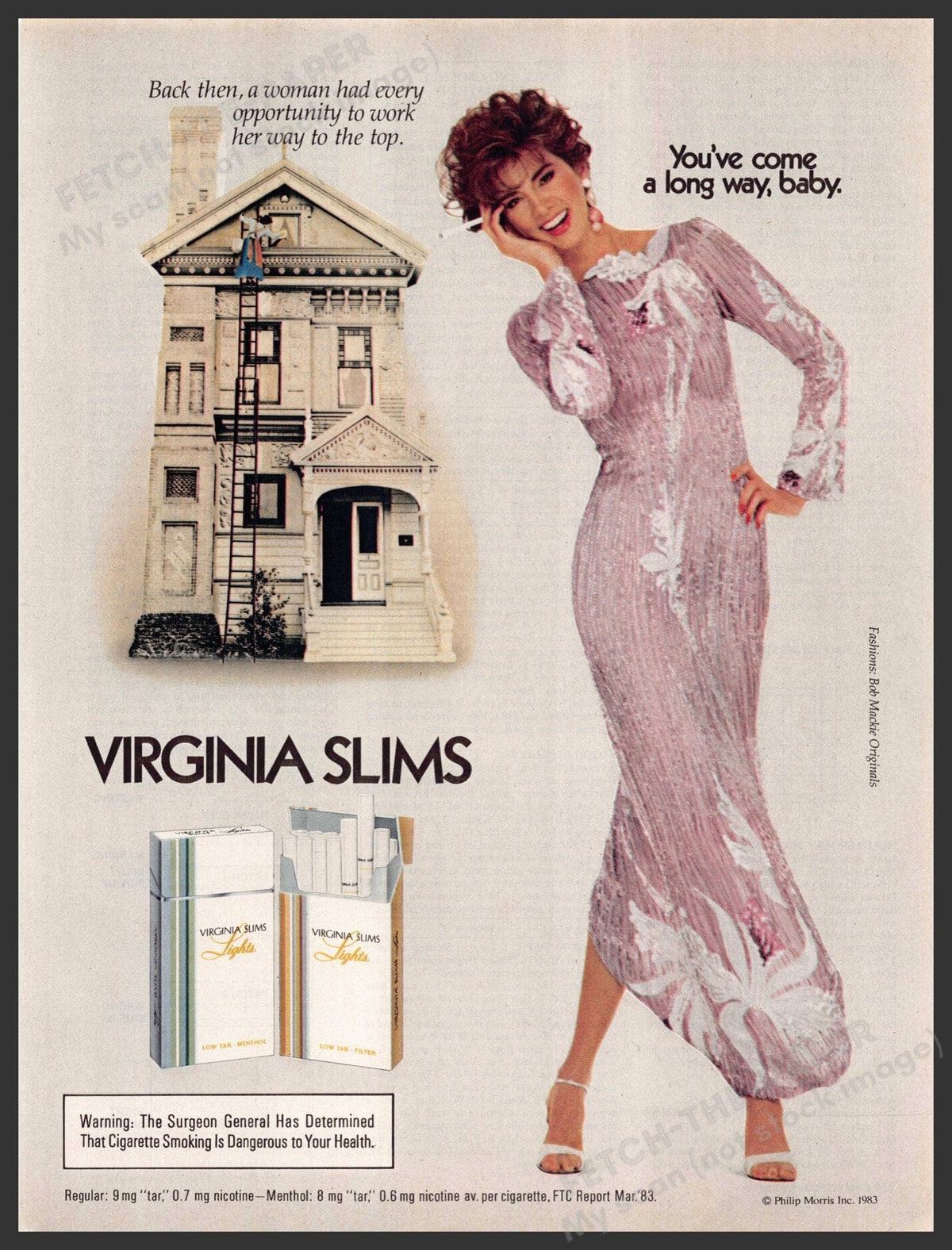 Virginia Slims 1980s Print Advertisement Ad 1983 "Work her way up to t ...